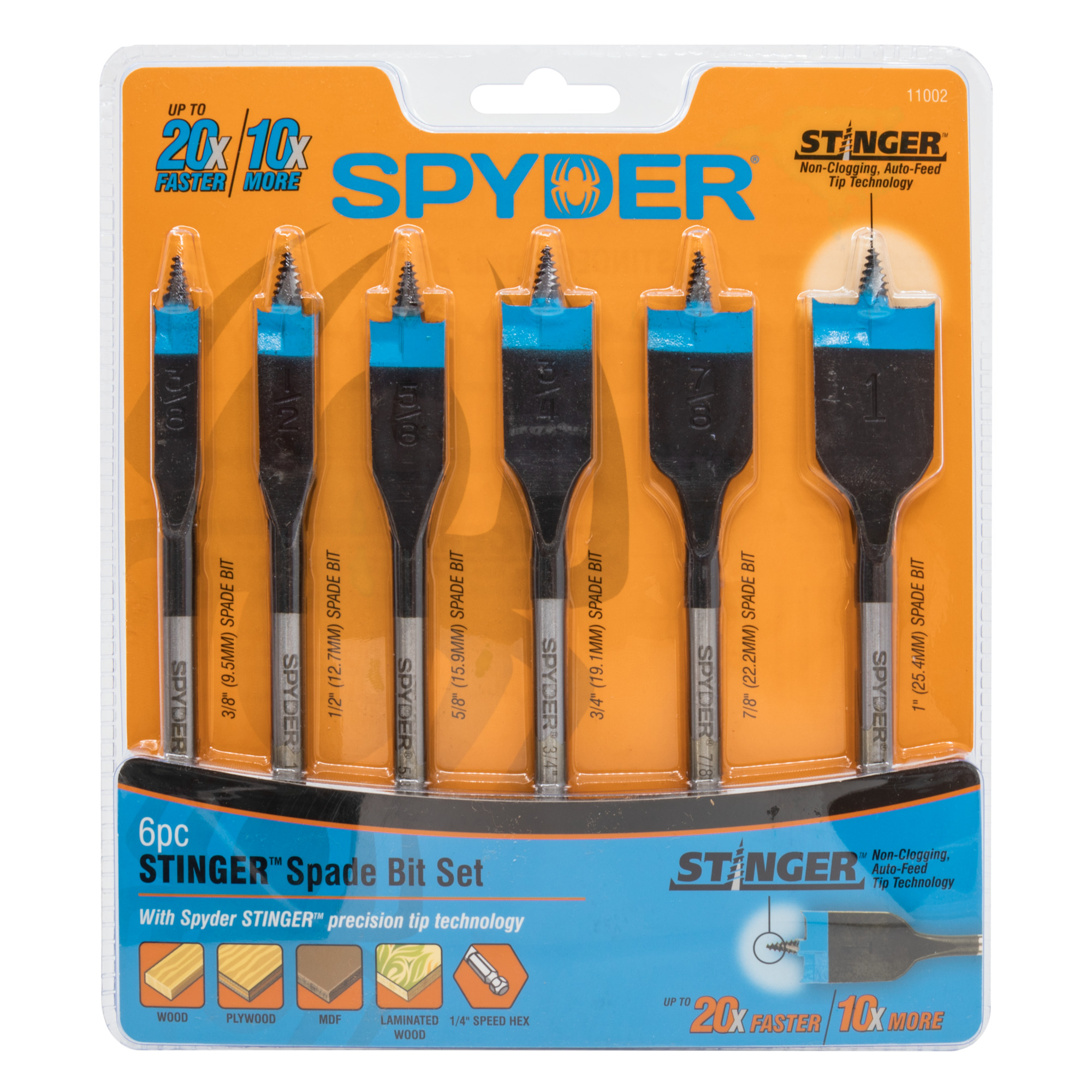 SPYDER Stinger™, 6Pc Assorted Stinger Woodboring Spade Bit Set ...