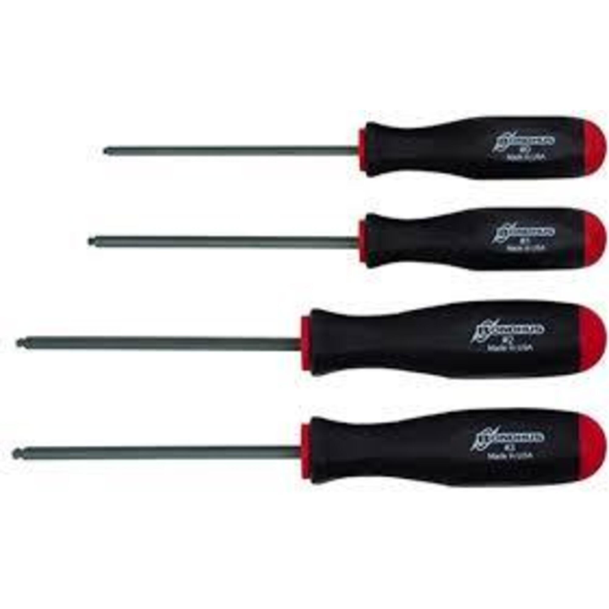 Bondhus, Ball End Square Ball Tip Screwdriver Set, #0-#3 Model# BH11640 ...