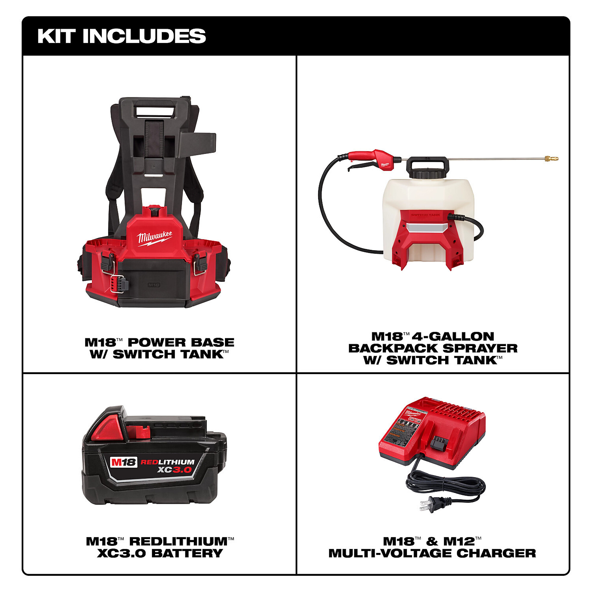 Milwaukee M18™ SWITCH TANK™, M18 4-Gallon Backpack Sprayer w/ SWITCH ...