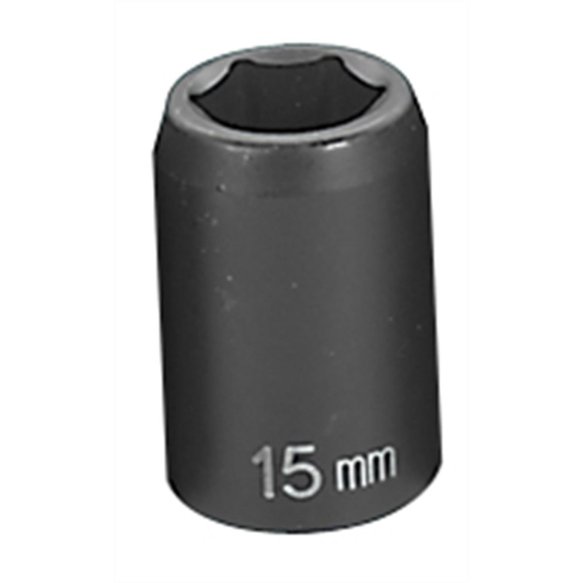 Grey Pneumatic Impact Socket — 15mm, 1/2in. Drive, 6-Point, Chrome ...