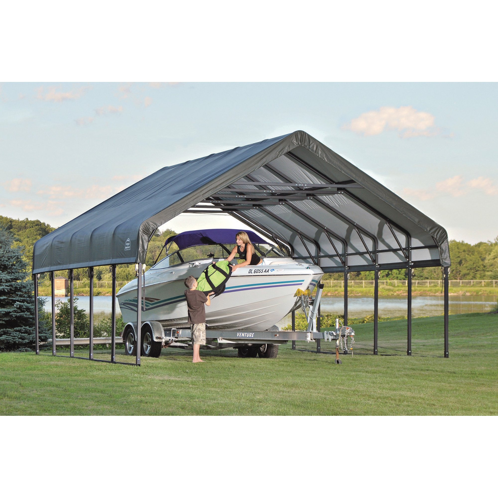 ShelterLogic ShelterTube 24-Ft.W Square Tube Shelter — Port Style, 2In ...