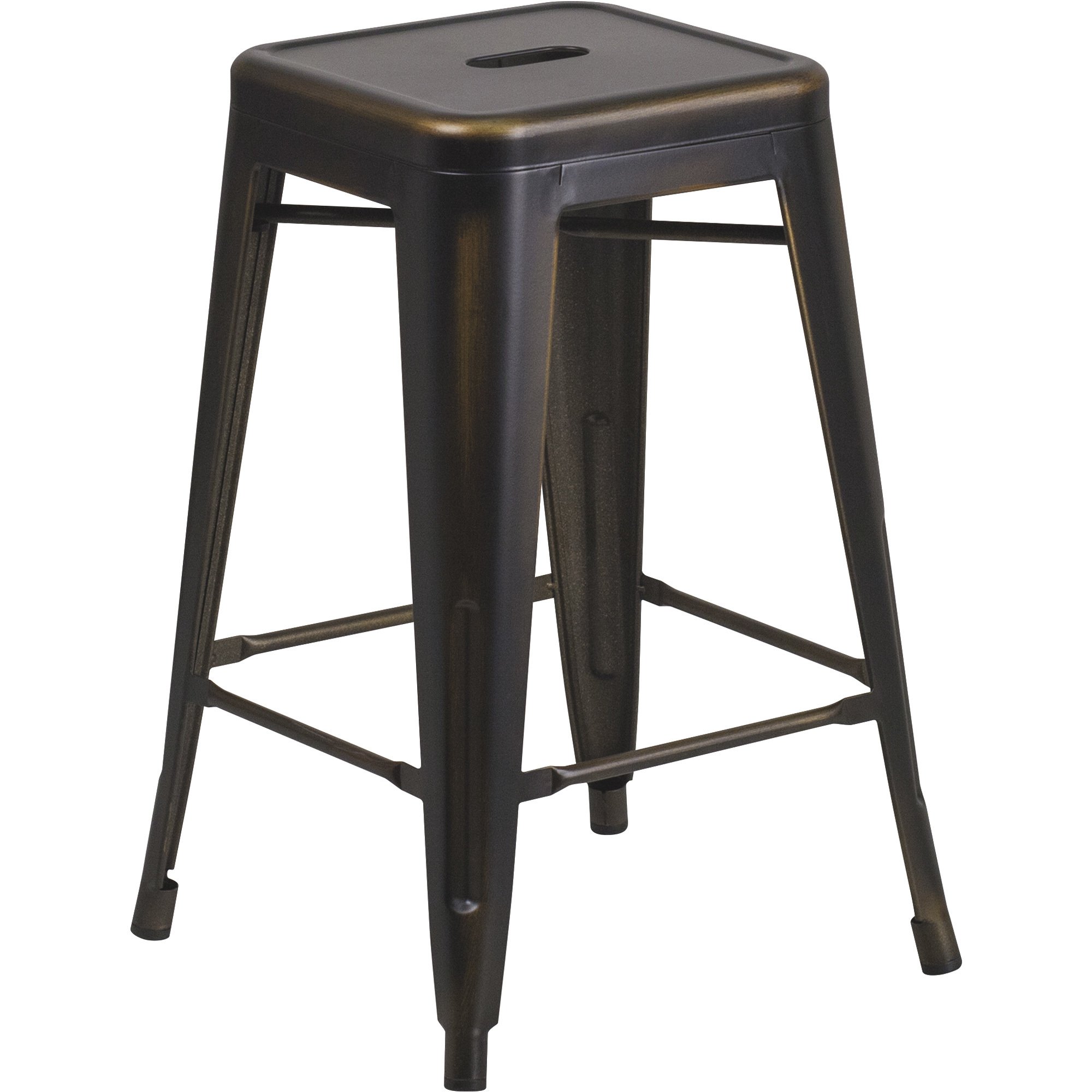 Flash Furniture Backless Distressed Metal Counter Height Stool — 24in.H ...