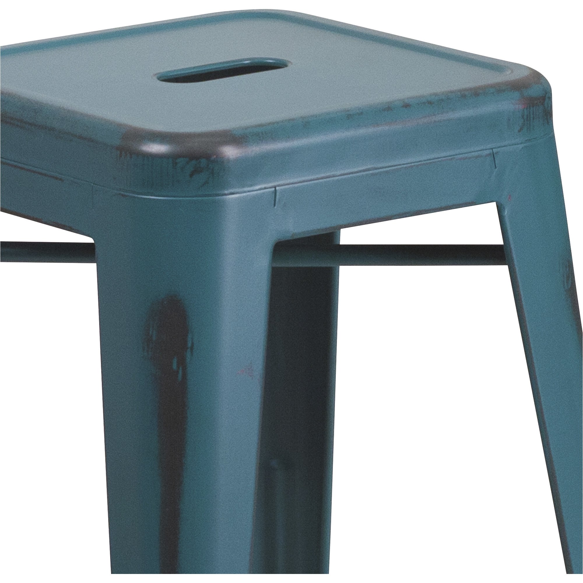 Flash Furniture Backless Distressed Metal Counter Height Stool — 24in.H ...