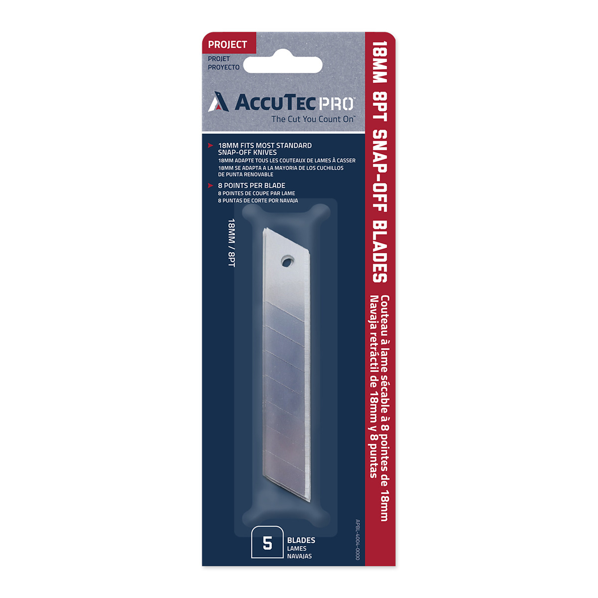 AccuTec Pro, 18mm 8-POINT SNAP-OFF REPLACEMENT BLADE, 5 Pack, Model ...