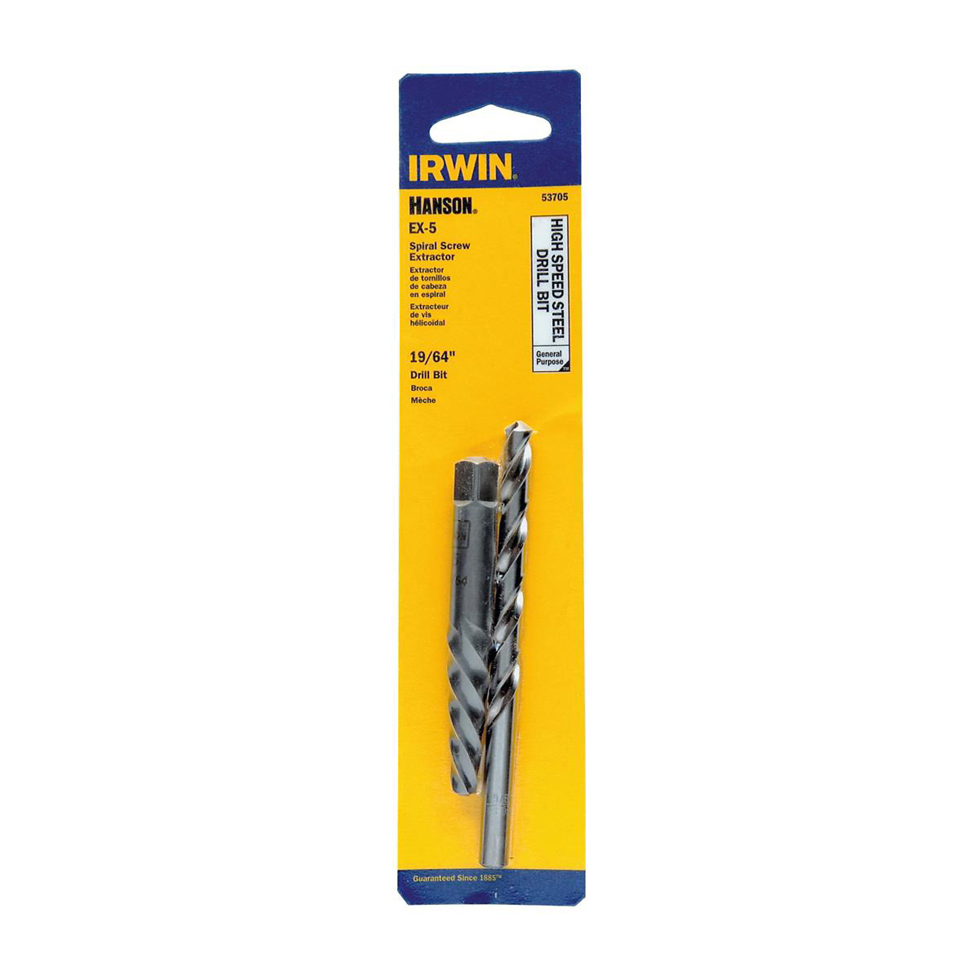 Hanson Spiral Screw Extractor — 19/64in. Drill Combo, Model# HAN53705 ...