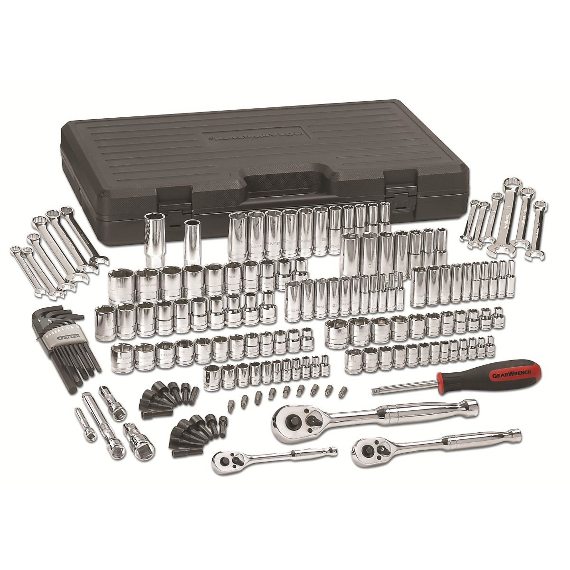 GearWrench, 165 PC 1/4 3/8 1/2 DR MECHANICS TOOLS SET, Model# KDT80932 ...