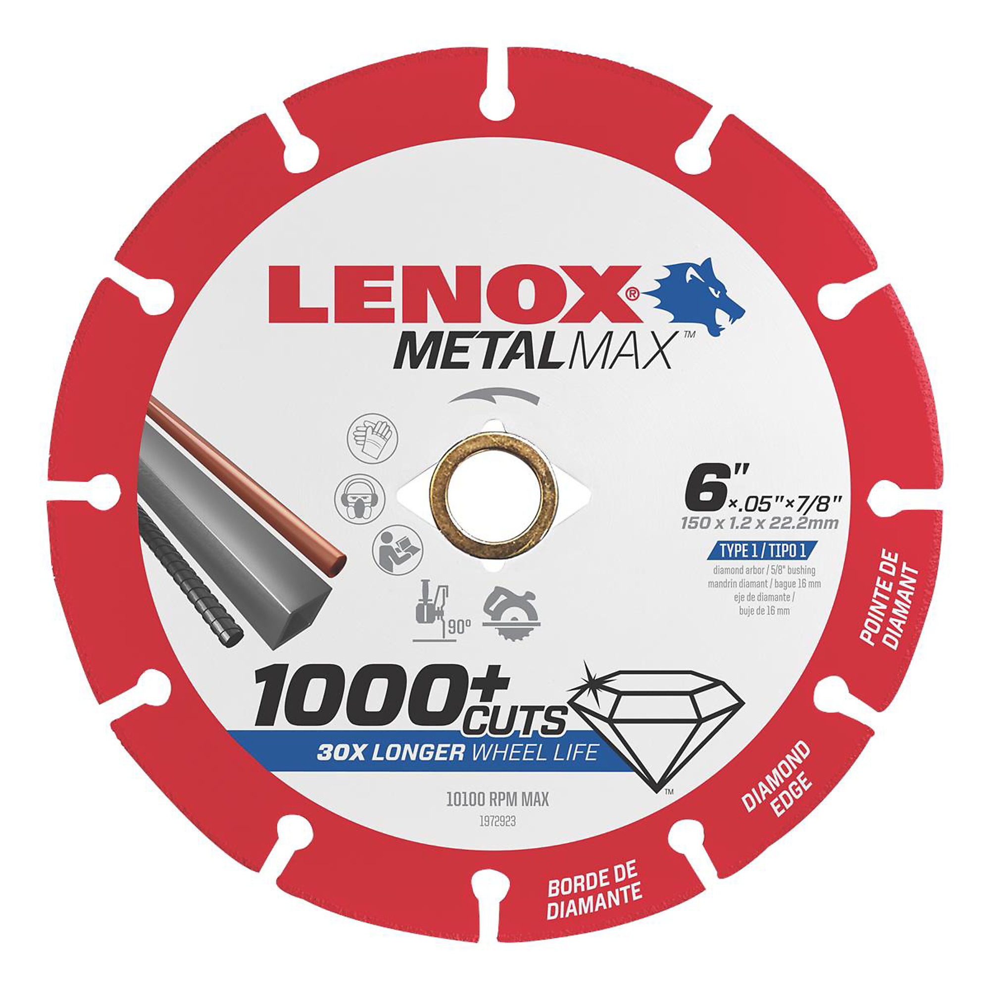 Lenox Tools, METAL MAX 6 DIAM CUTOFF WHEEL AG/CS 7/8 Model# LEX1972923 ...