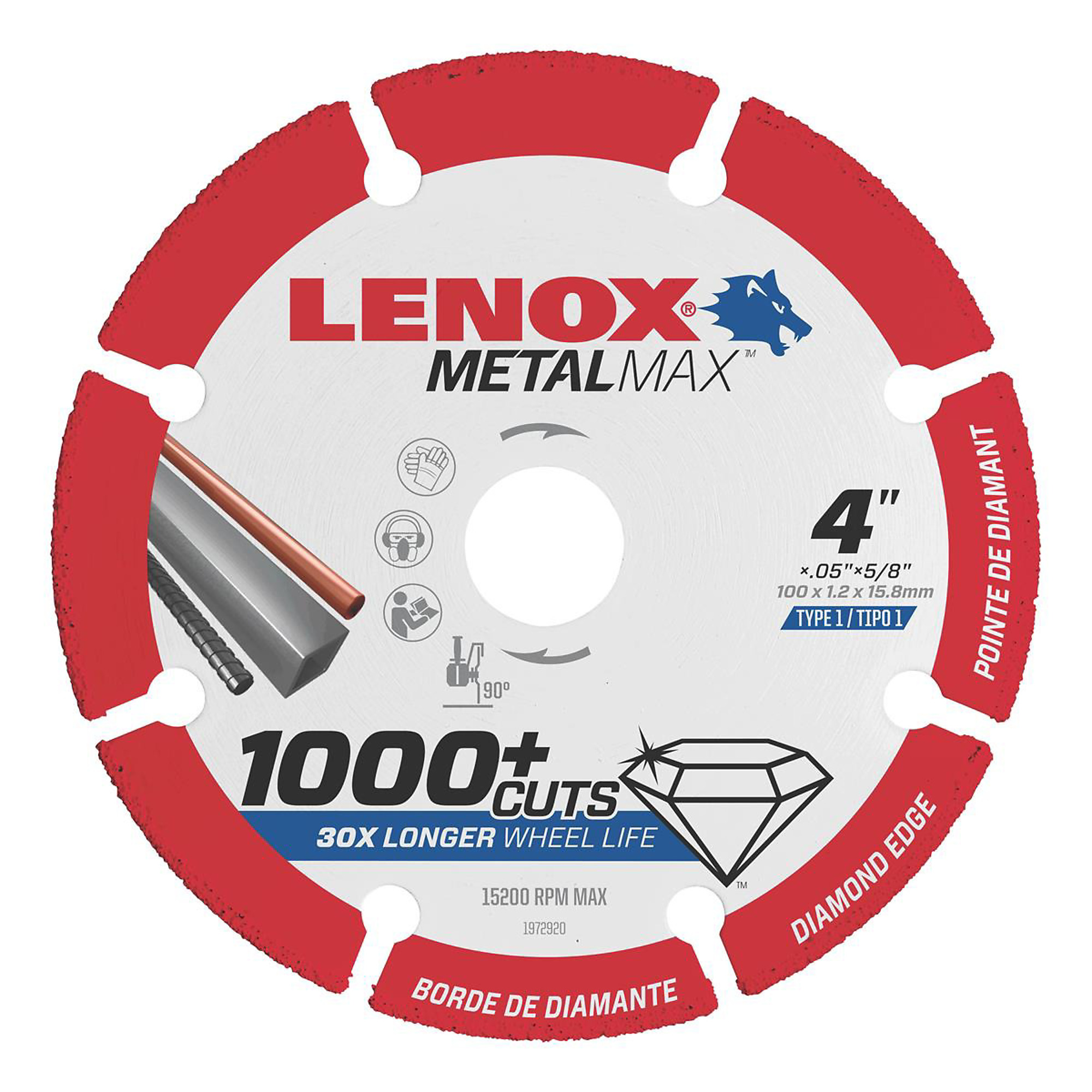 Lenox Tools Diamond Cutoff Wheel - 4in. x 5/8in., Advanced Diamond Technology, Long Life, Model ...