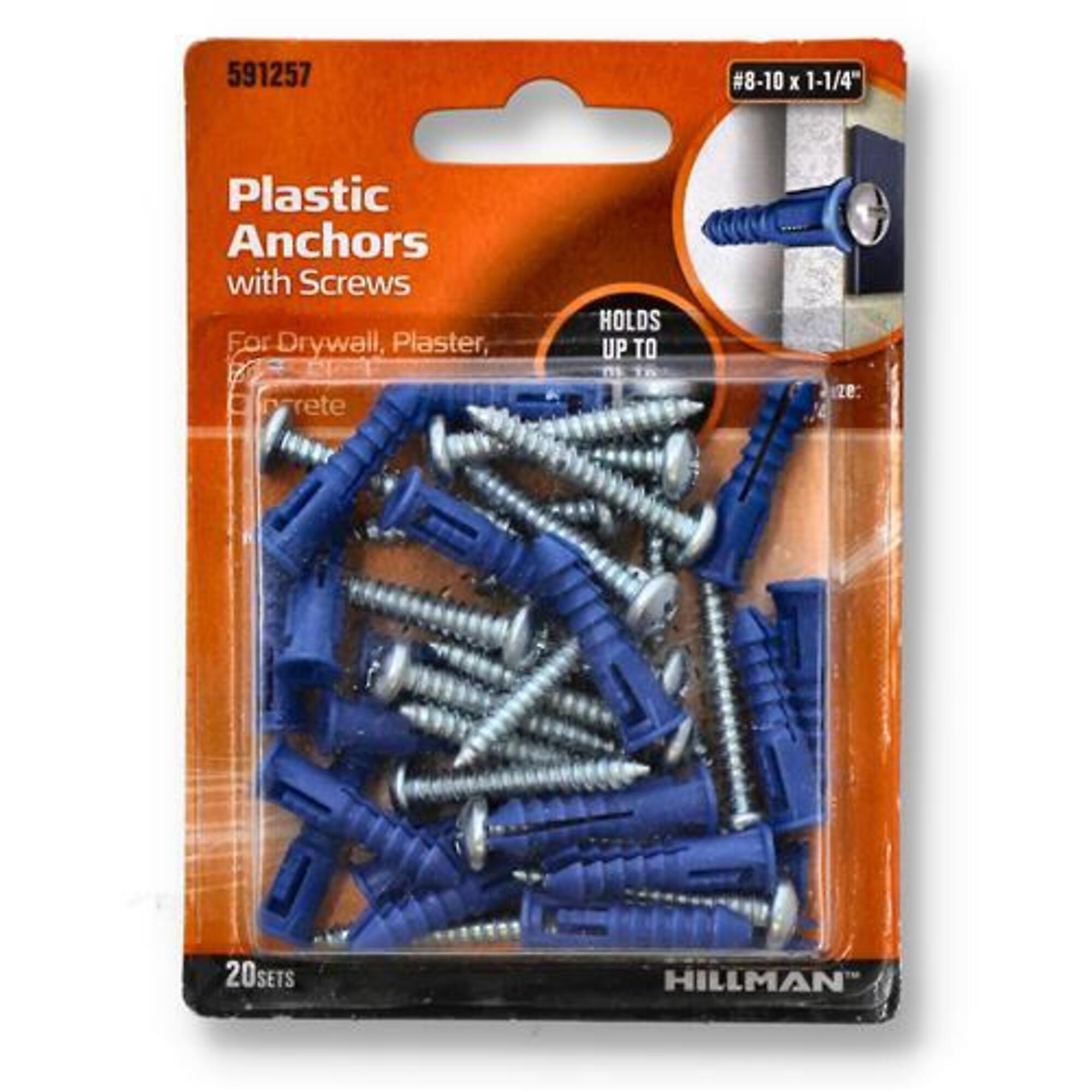 Hillman 20ct Plastic Anchors with Screws, Model #591257H | Northern Tool