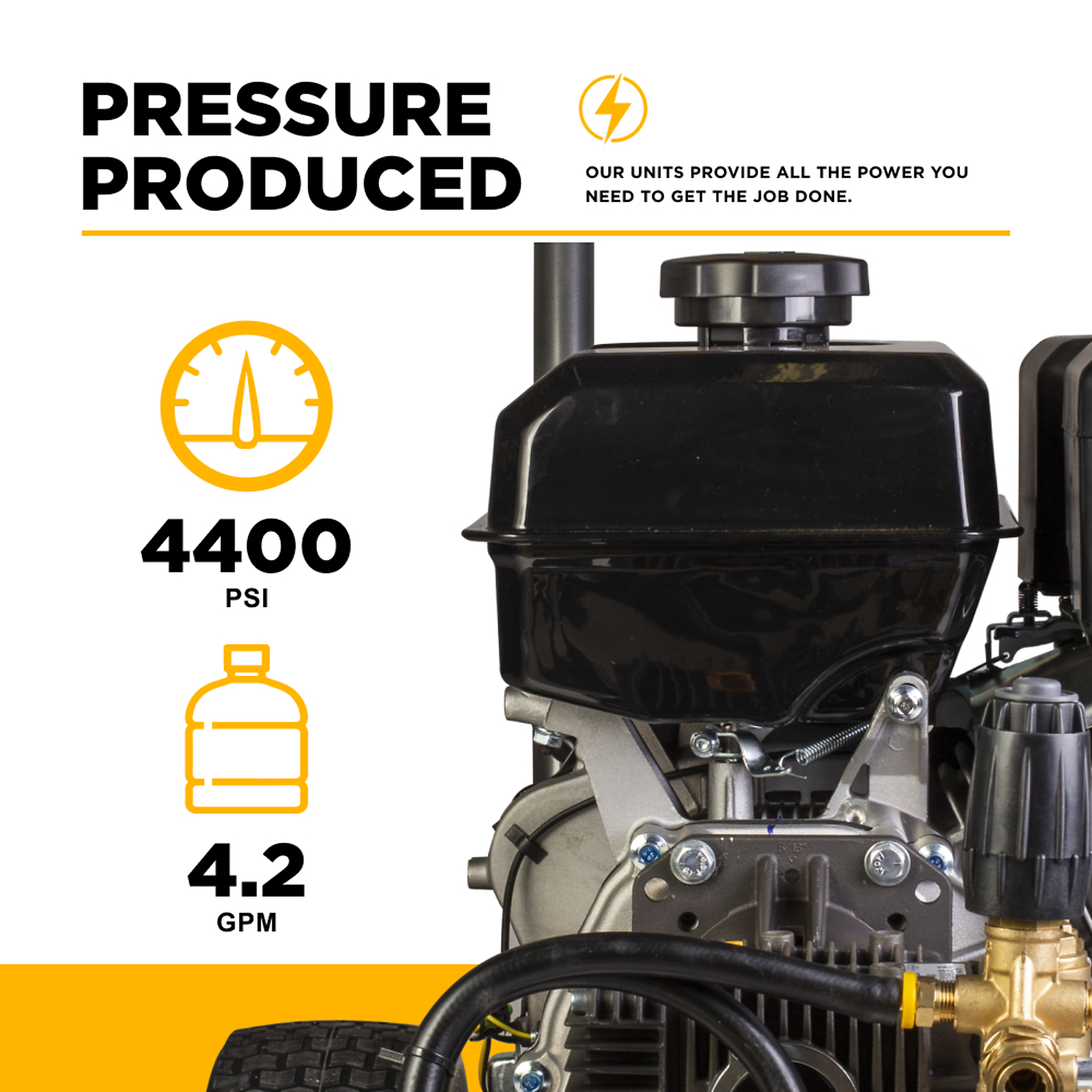 4400 PSI 4.2 GPM Cold Water Gas Pressure Washer Powerease 420cc Engine ...