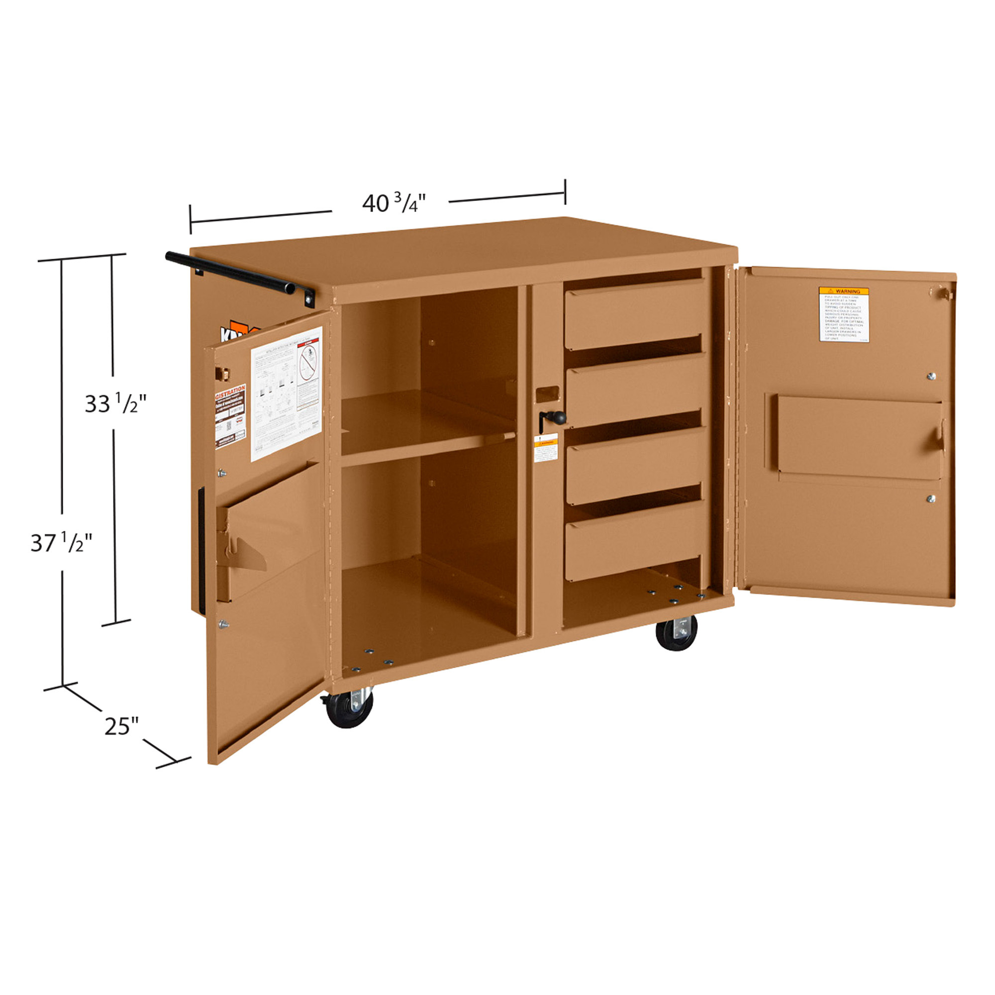 KNAACK Jobmaster Rolling Workbench, Tan, 10.8 Cu. Ft., 40.6in.W x 25in ...
