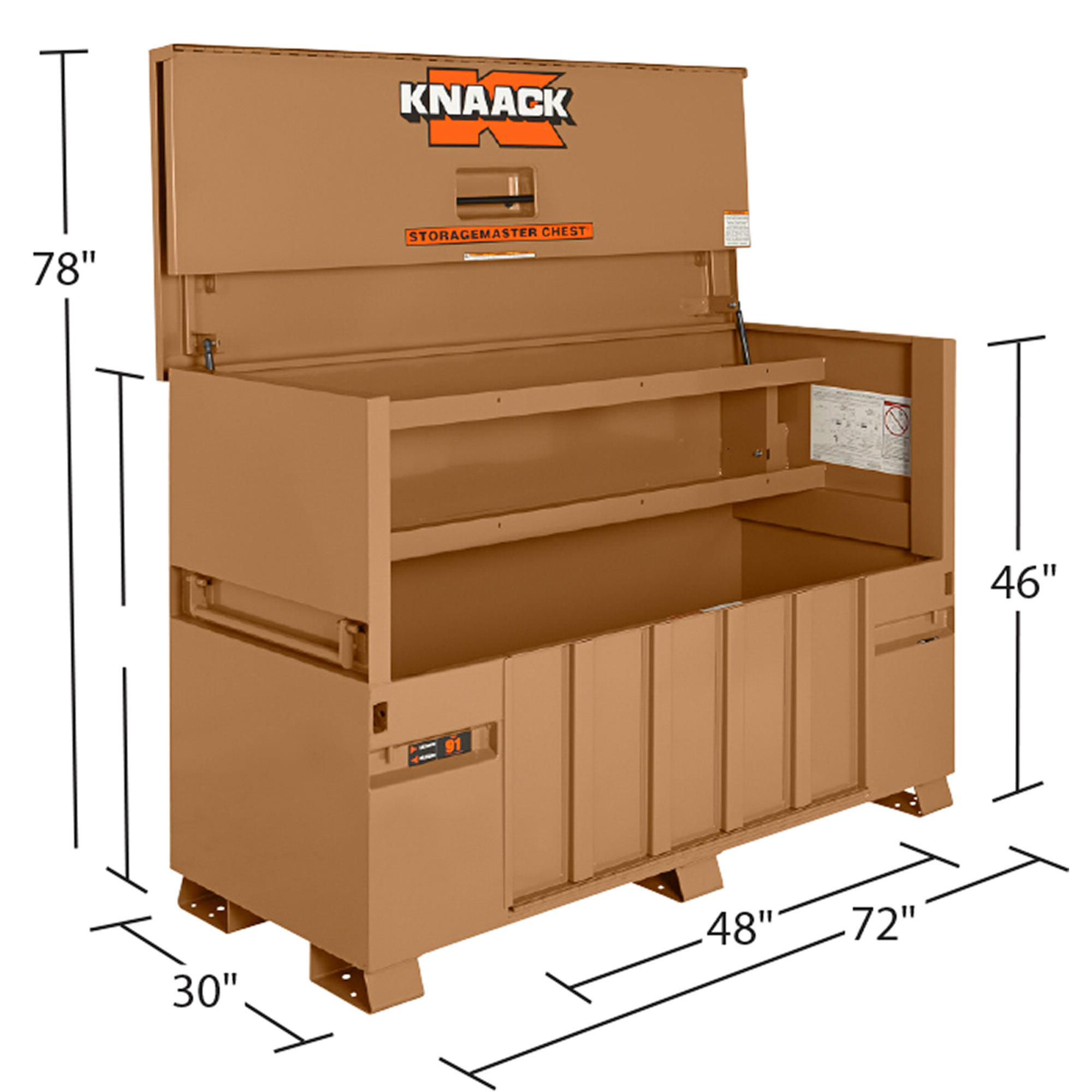 KNAACK Storagemaster Jobsite Piano Box with Ramp, Tan, 57.5 Cu. Ft ...