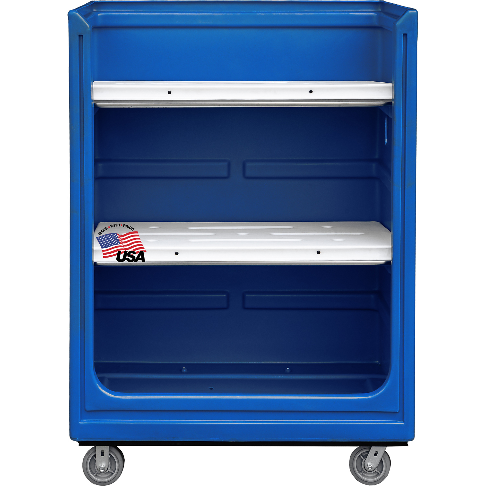 Romotech Blue Bulk Laundry Tuff Truck with Shelves, 48 cu ft/1000 lb/38 ...