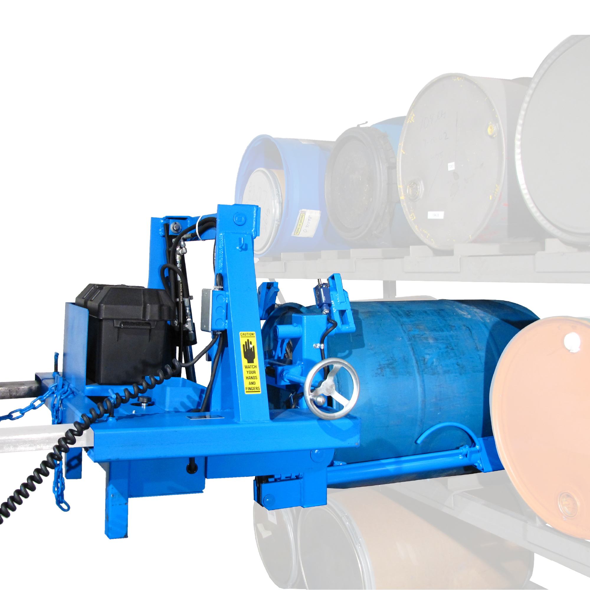 Morse Fork-Mount Drum Racker, 12V DC Battery power tilt for Rimmed 55 ...