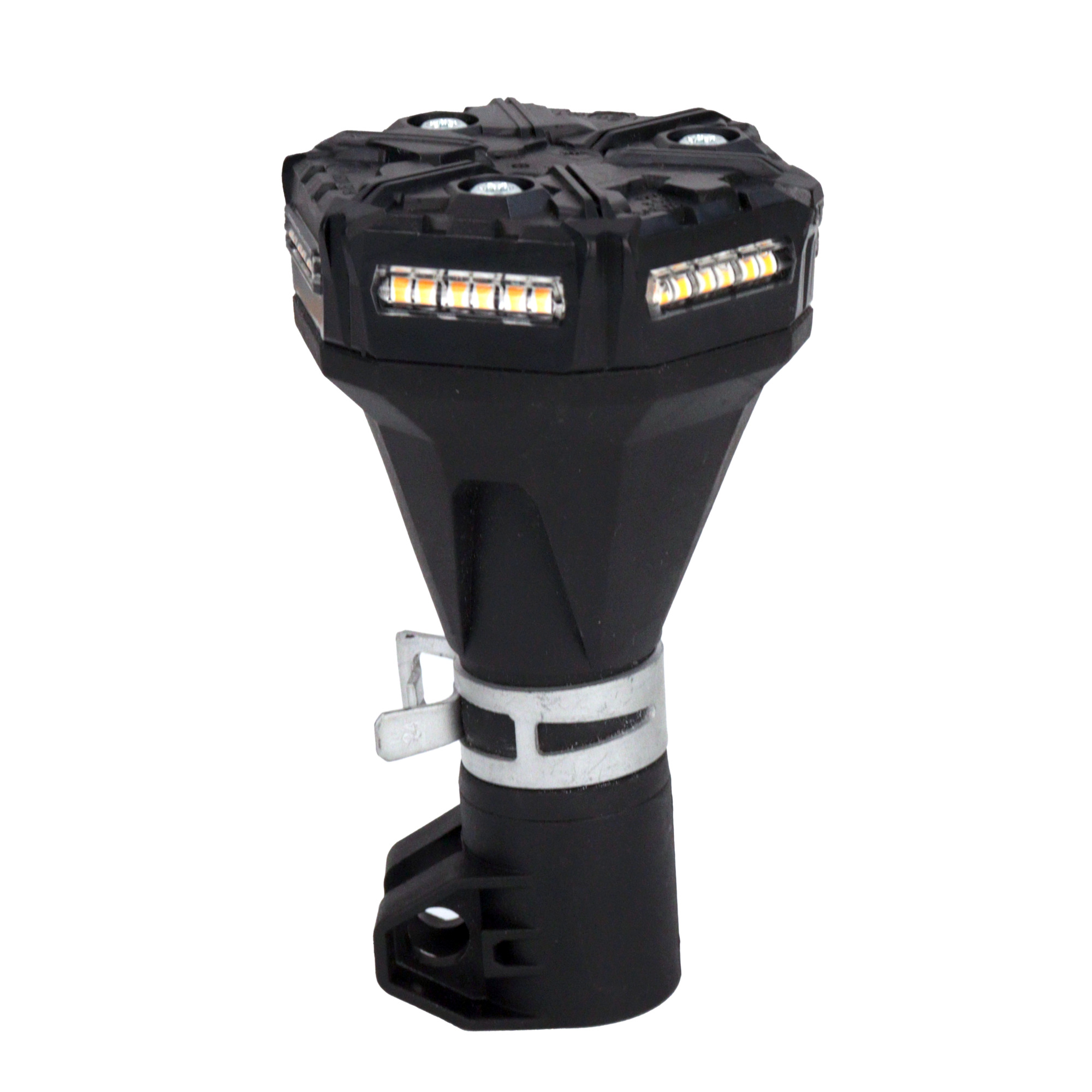 Ultra-compact amber LED beacon with rugged DIN mount design, SAE Class ...