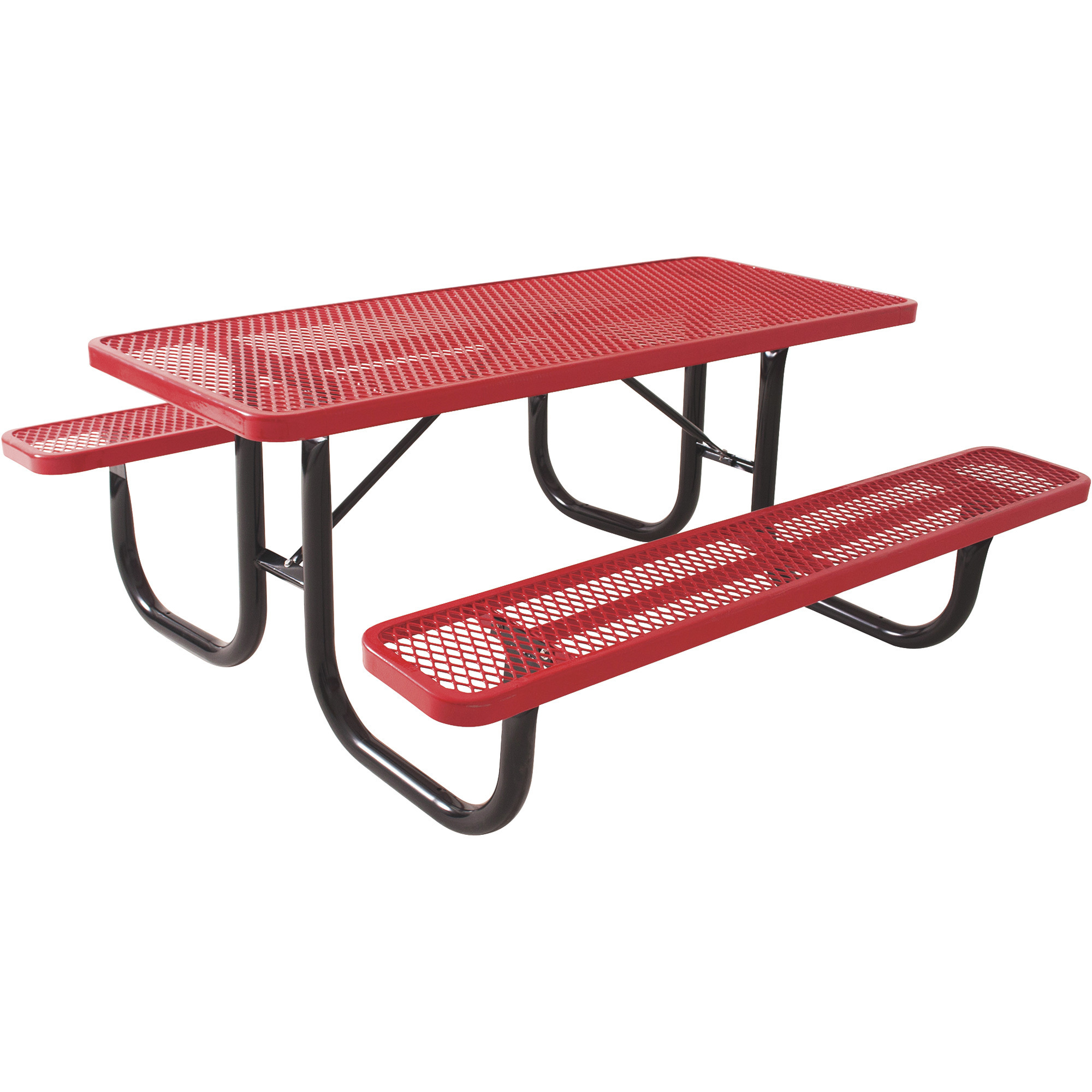 UltraSite 8ft.L Heavy-Duty Diamond-Patterned Picnic Table,Red, 96in.L x ...