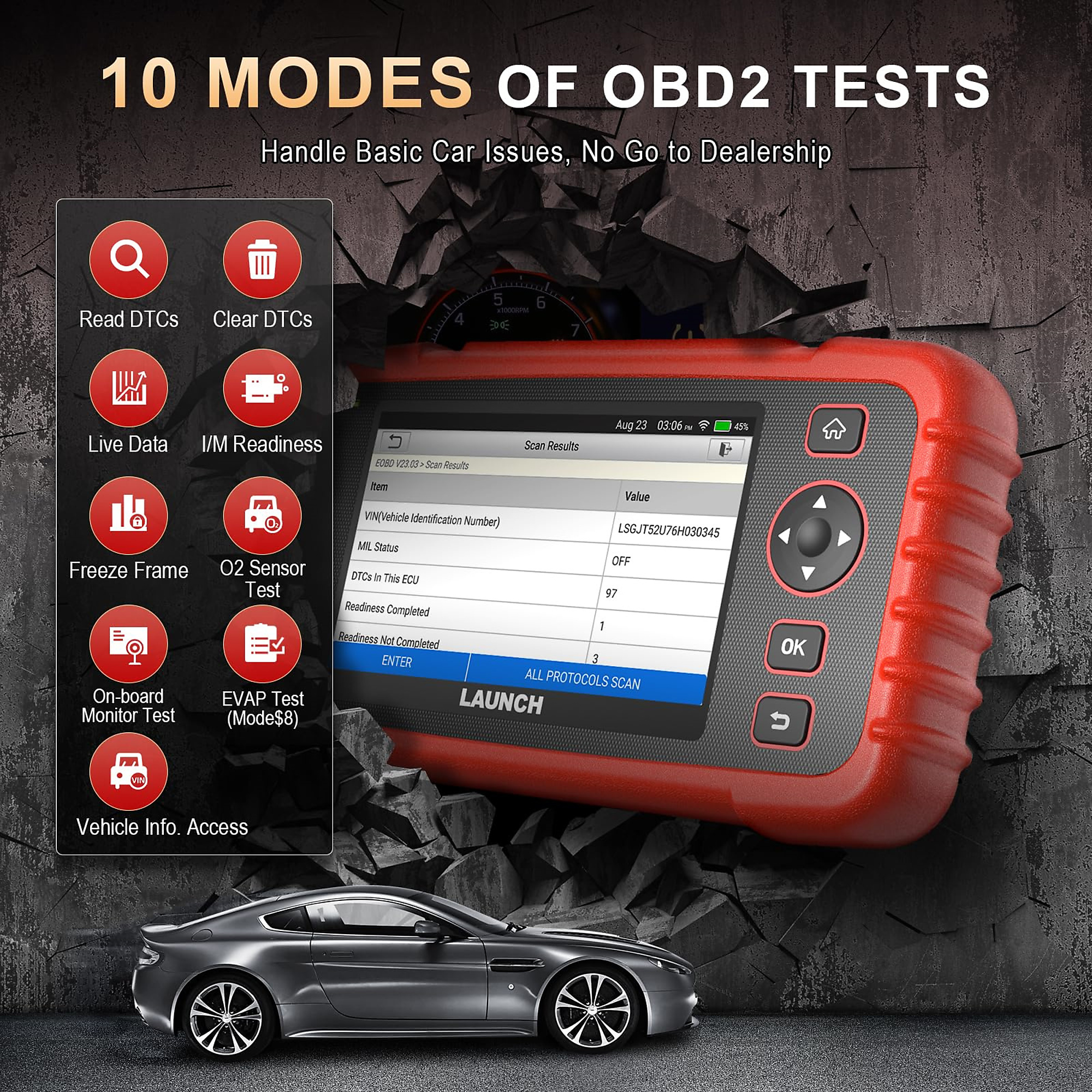 OBD2 Diagnostic Scanner - Full System Auto VIN, Oil Reset, SAS/Throttle ...