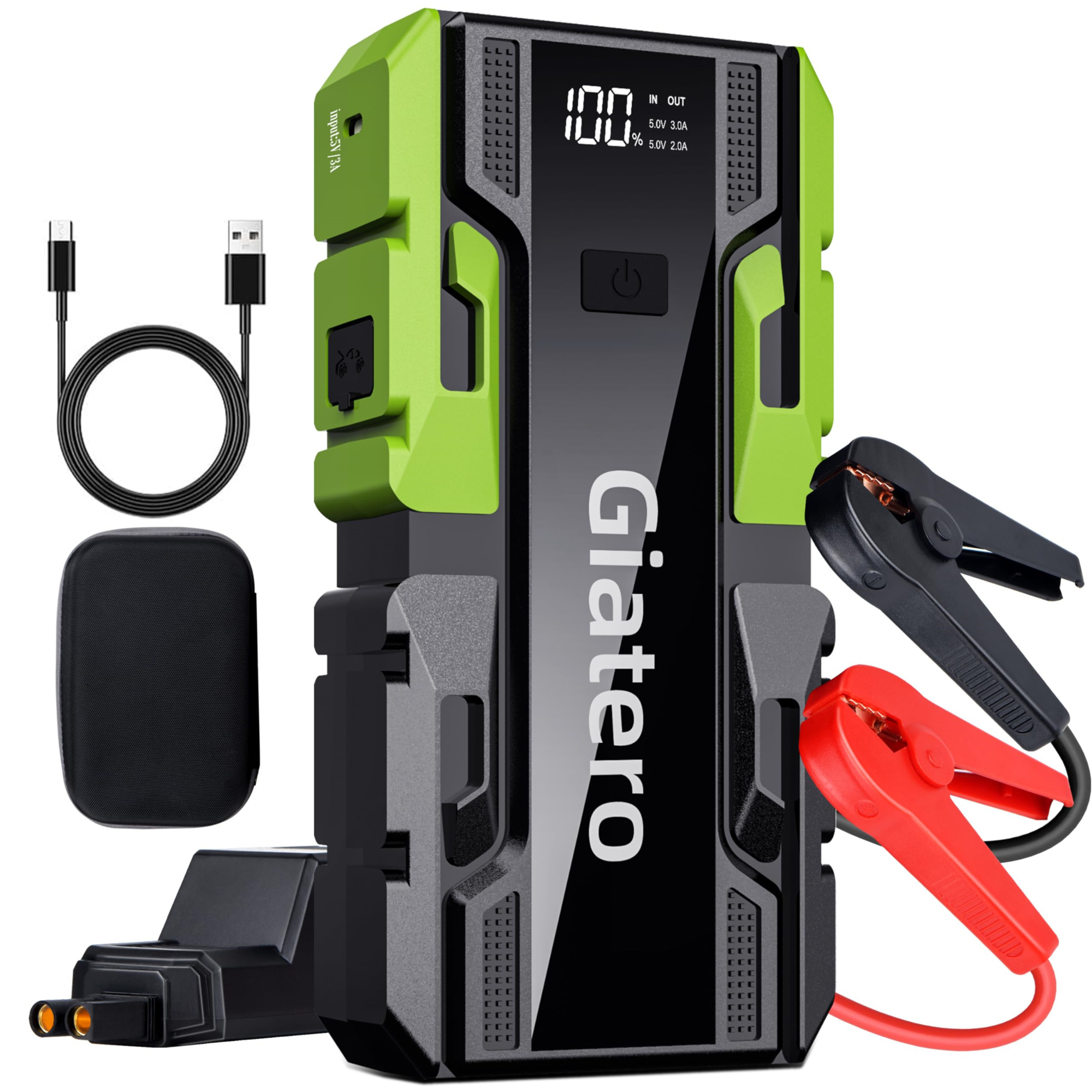 4000A Car Jump Starter, 12V Portable Battery Pack with LED Display, LED ...