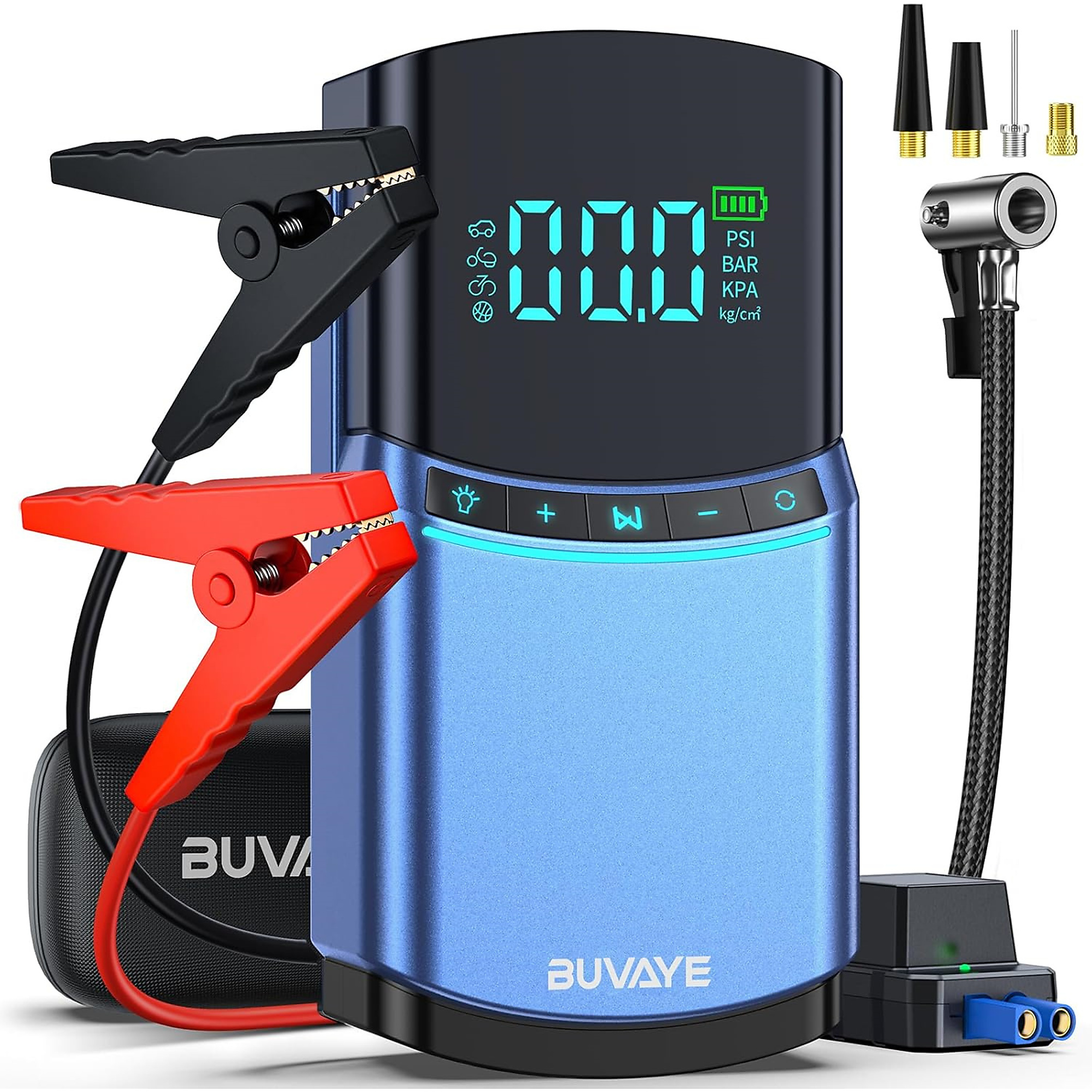 Jump Starter with Tire Inflator - 12V, 1000A Peak Current, 3-150 PSI ...
