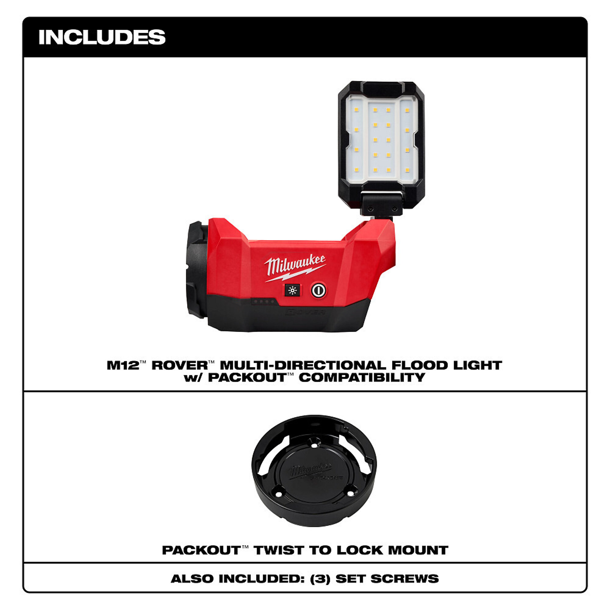Milwaukee M12™ ROVER™ Multi-Directional Flood Light w/ PACKOUT ...