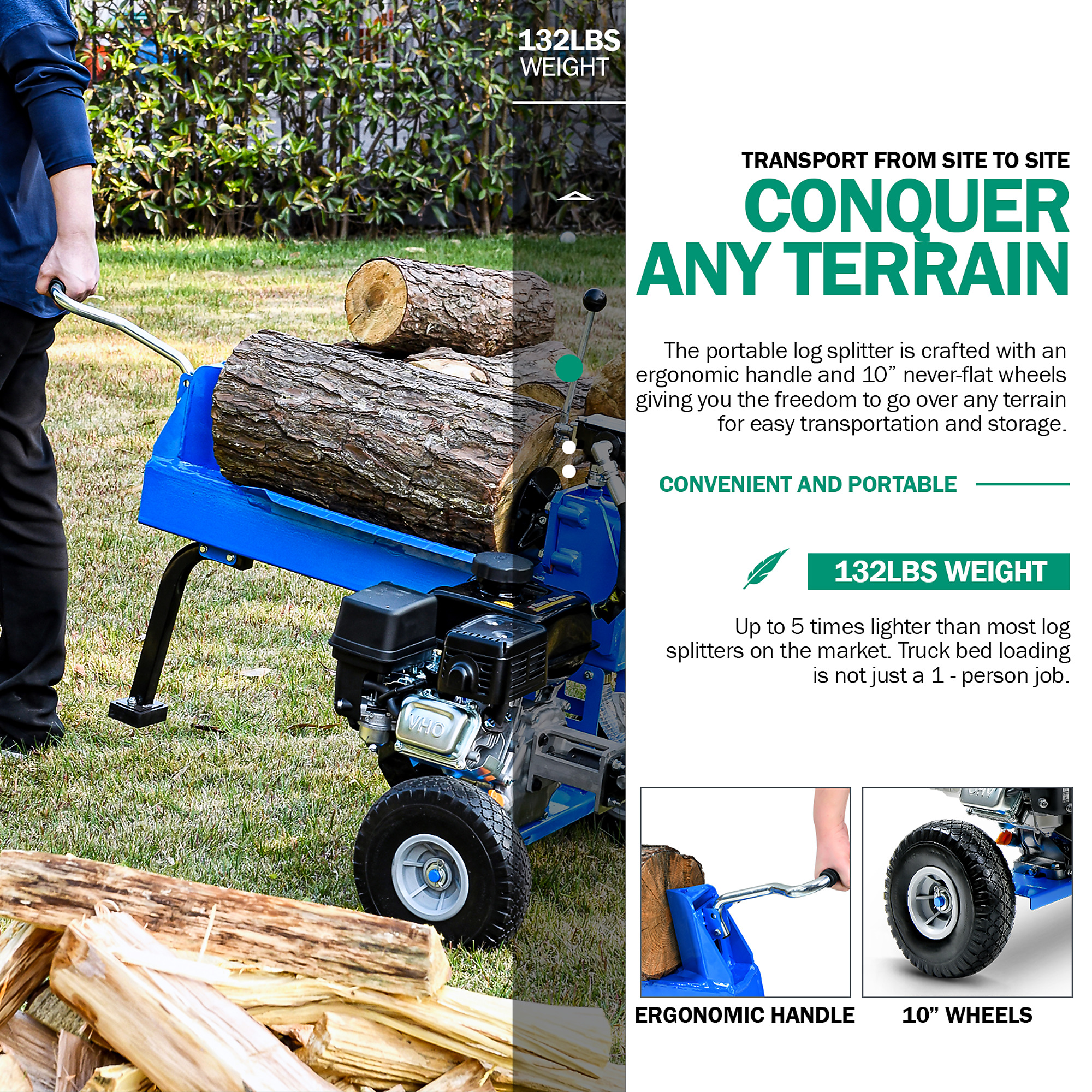 Portable Log Splitter 20 Ton 7 HP TRI-GUO079 | Northern Tool