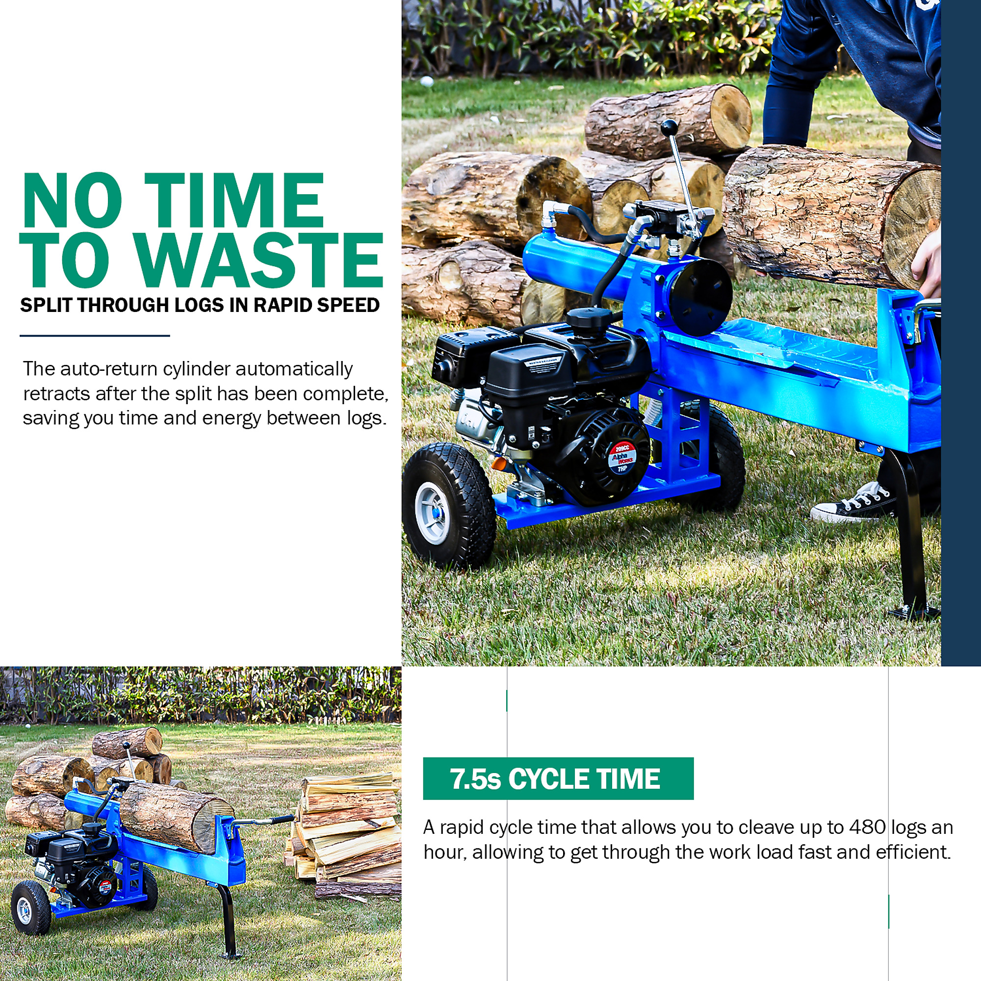 Portable Log Splitter 20 Ton 7 HP TRI-GUO079 | Northern Tool
