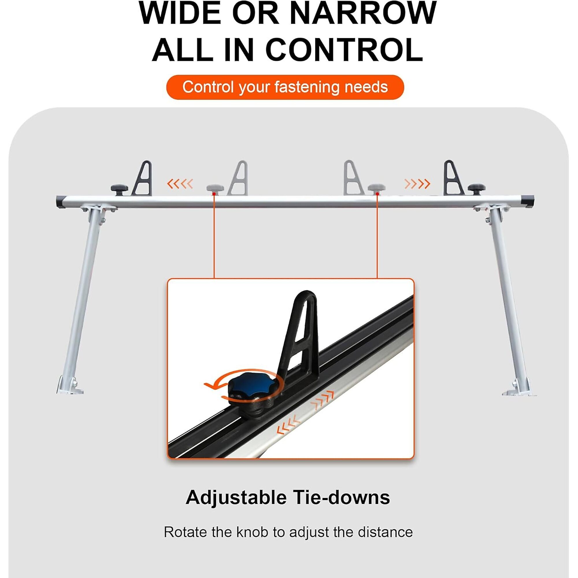 Adjustable Universal Aluminum Truck Ladder Rack, 800 LBS Capacity ...