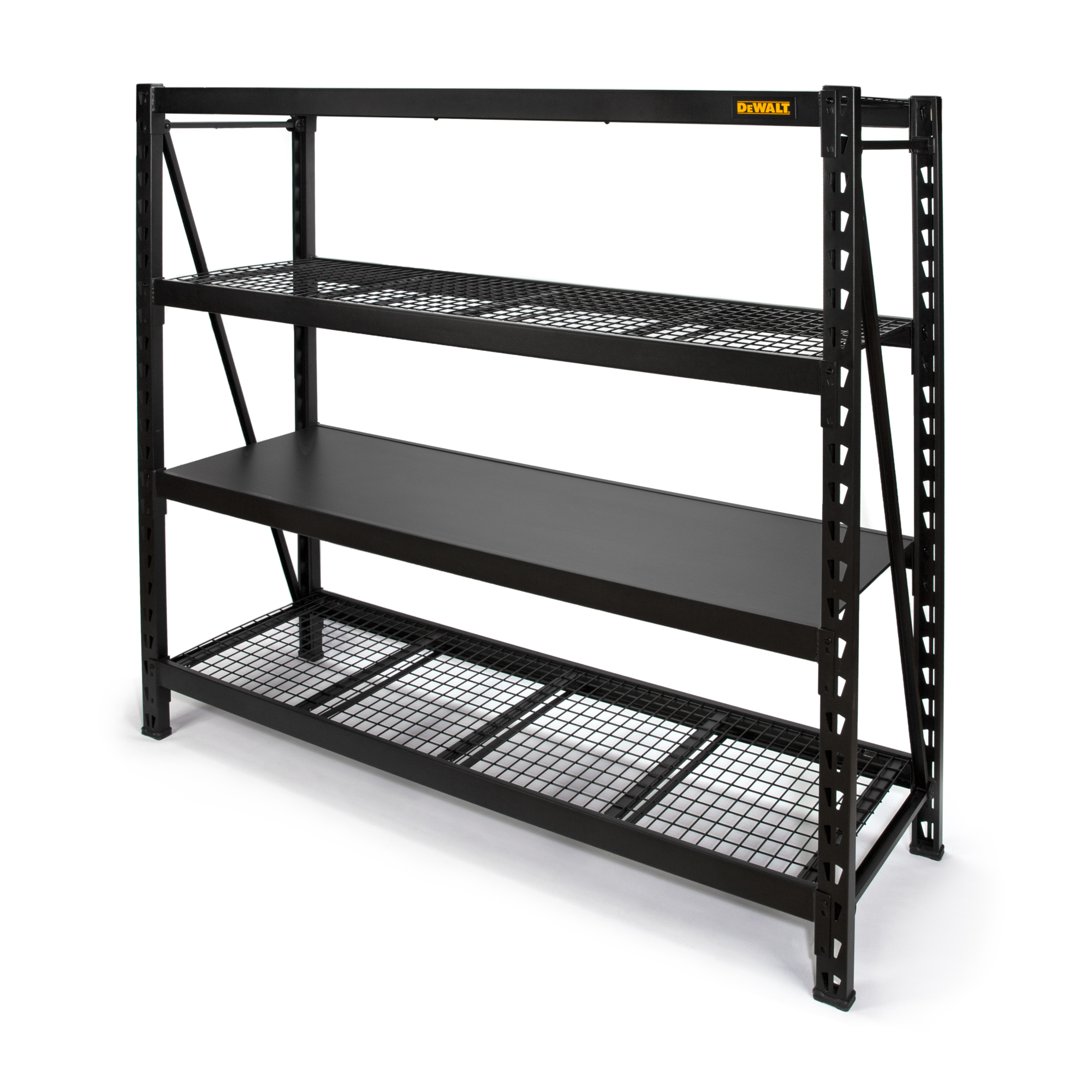DeWALT 6-Foot Tall, Black Frame 4 Shelf Industrial Storage Rack ...