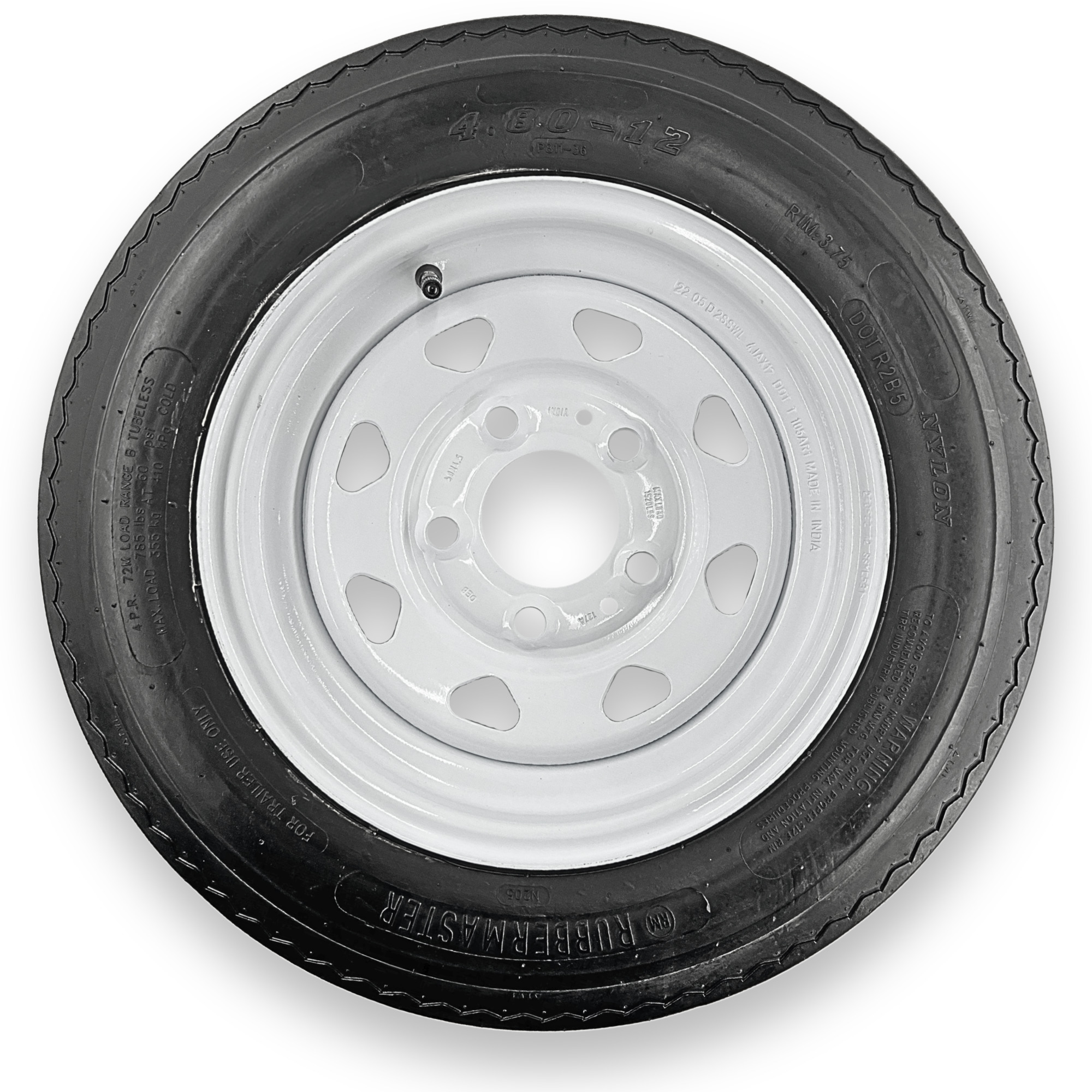 RubberMaster 4.80-12 4 Ply Highway Rib Tire and 5 on 4.5 Modular Wheel ...