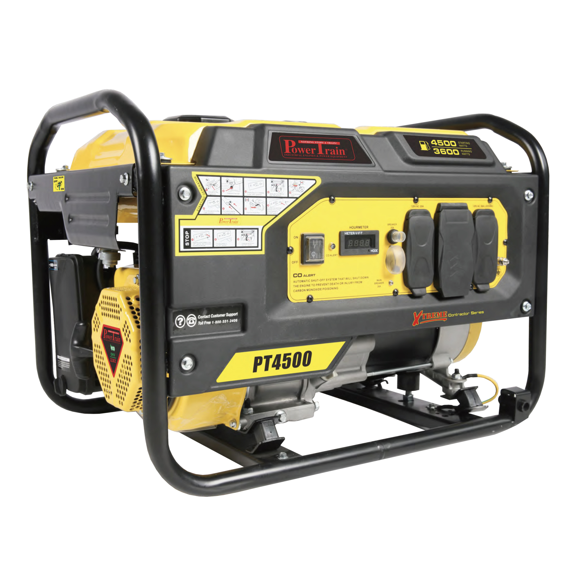 POWERTRAIN 4500 WATT GAS GENERATOR W/ RECOIL START, MAIN SWITCH ...