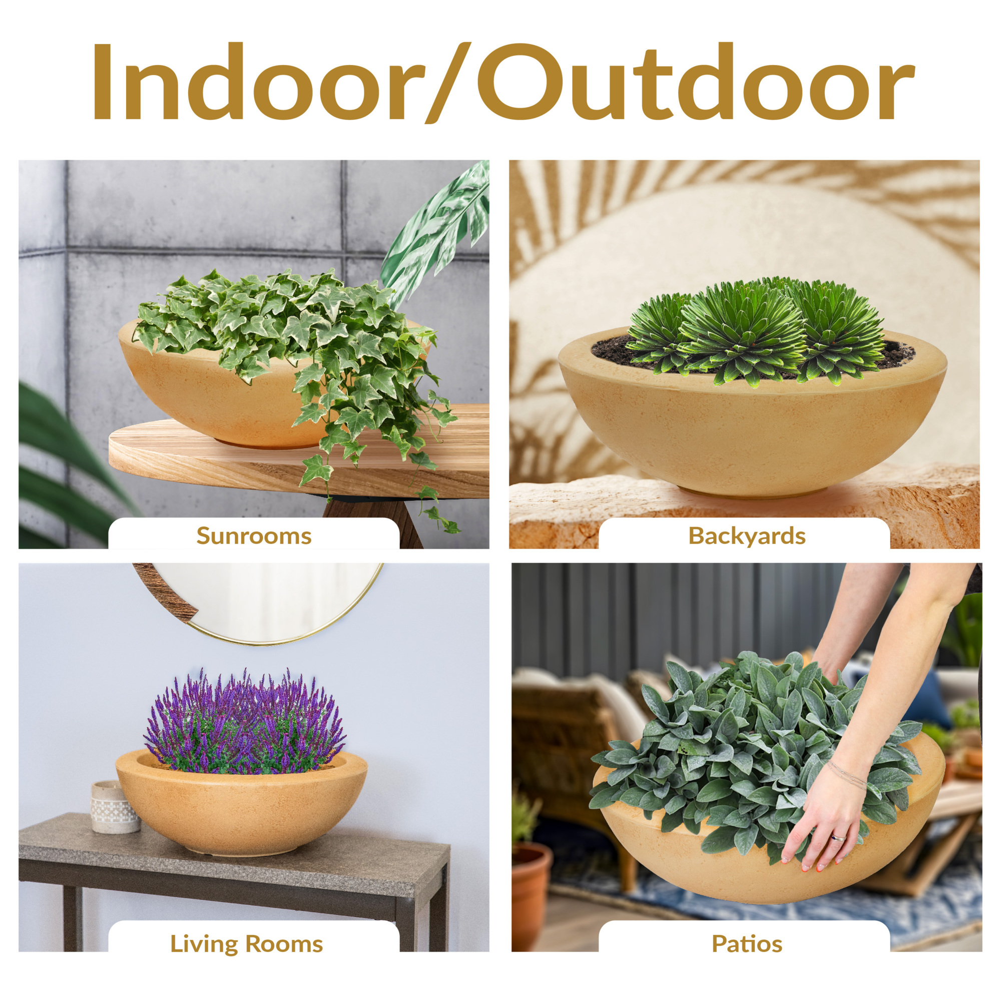 Sunnydaze Weather-Resistant Polyresin Double-Walled Percival Outdoor Flower Pot Planter - 20.75 ...