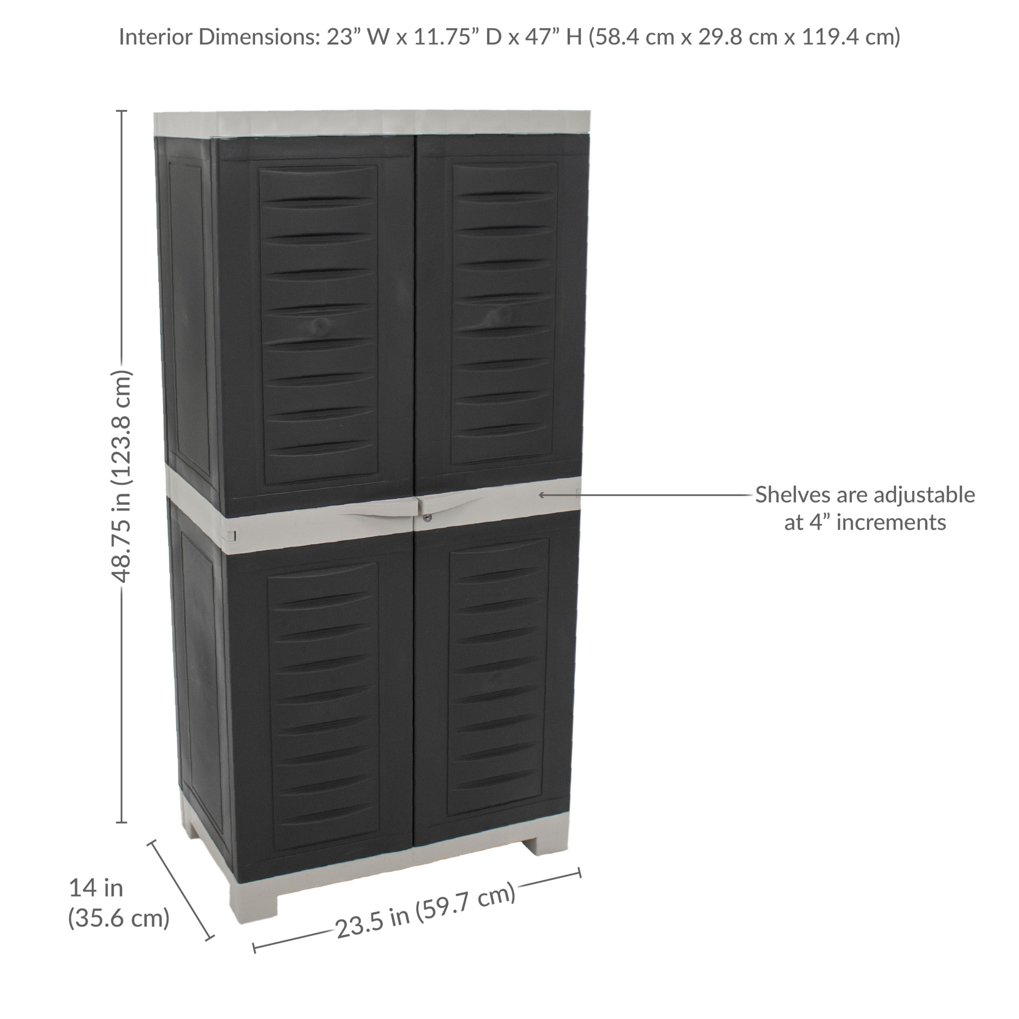 Sunnydaze Plastic Lockable Storage Cabinet with 3 Adjustable Shelves ...