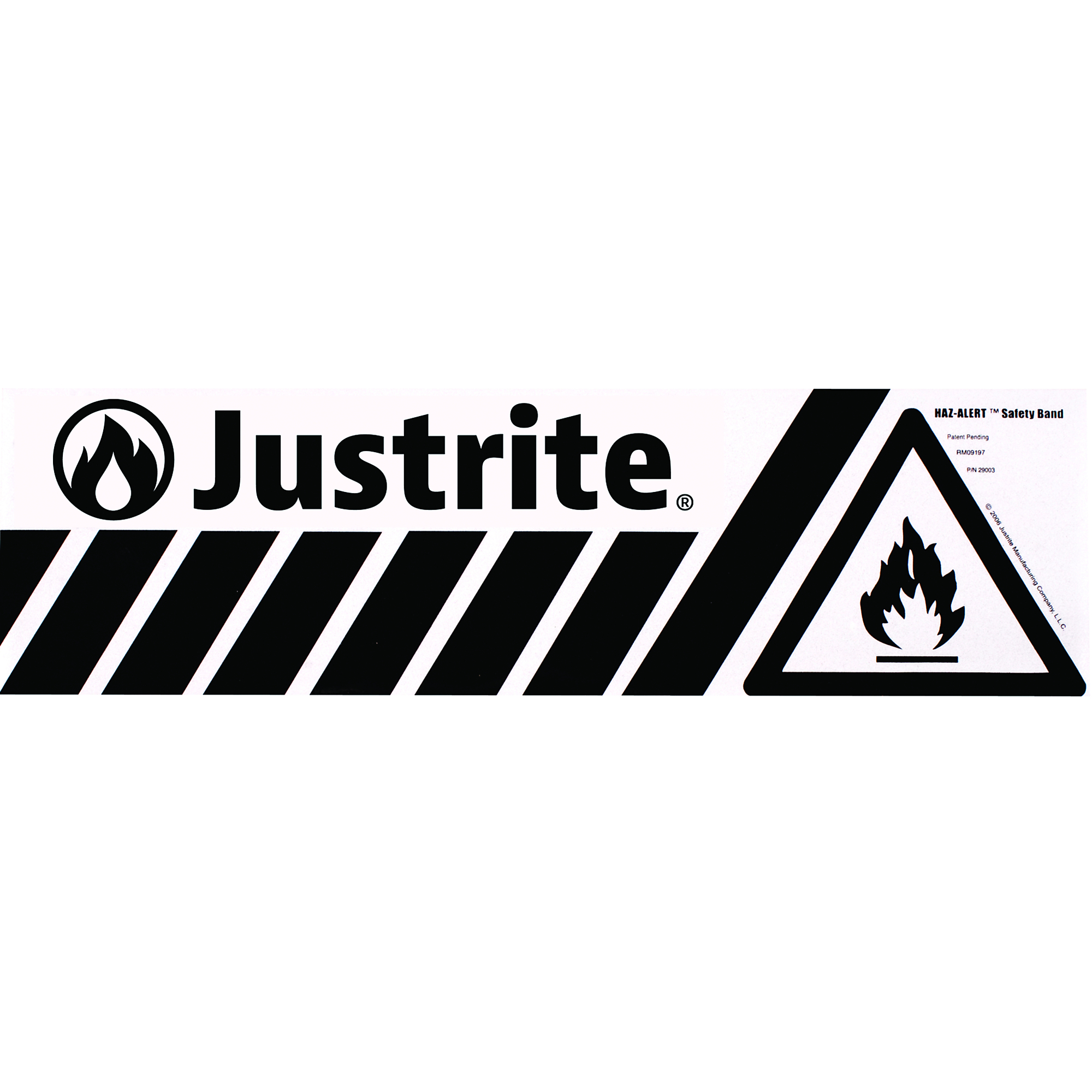 Justrite Bottom Flammable Band Label for Safety Cabinets — Large, Haz ...