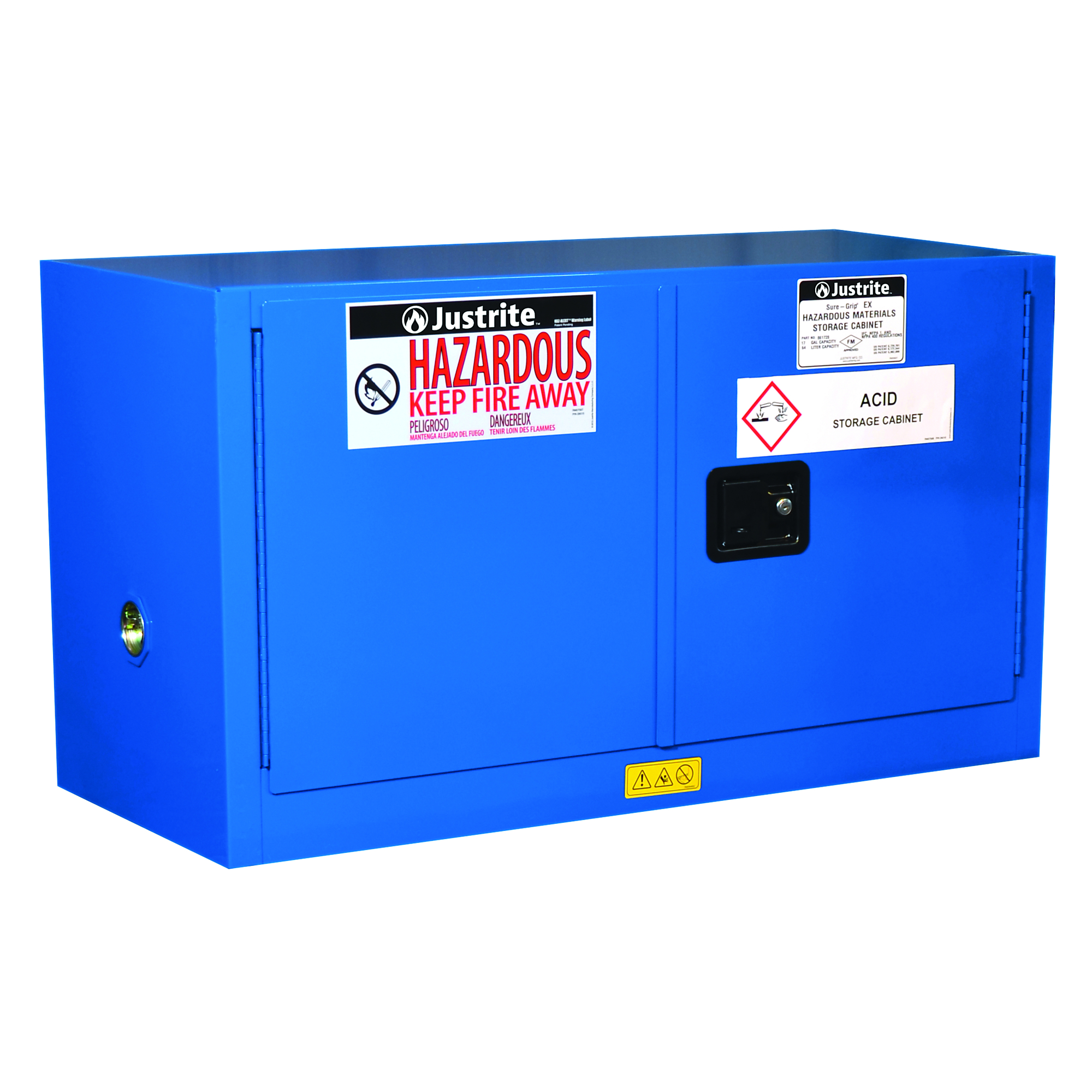 Justrite Hazardous Material Cabinet — 17 Gallon, 2 Doors, 1 Shelf, Self ...