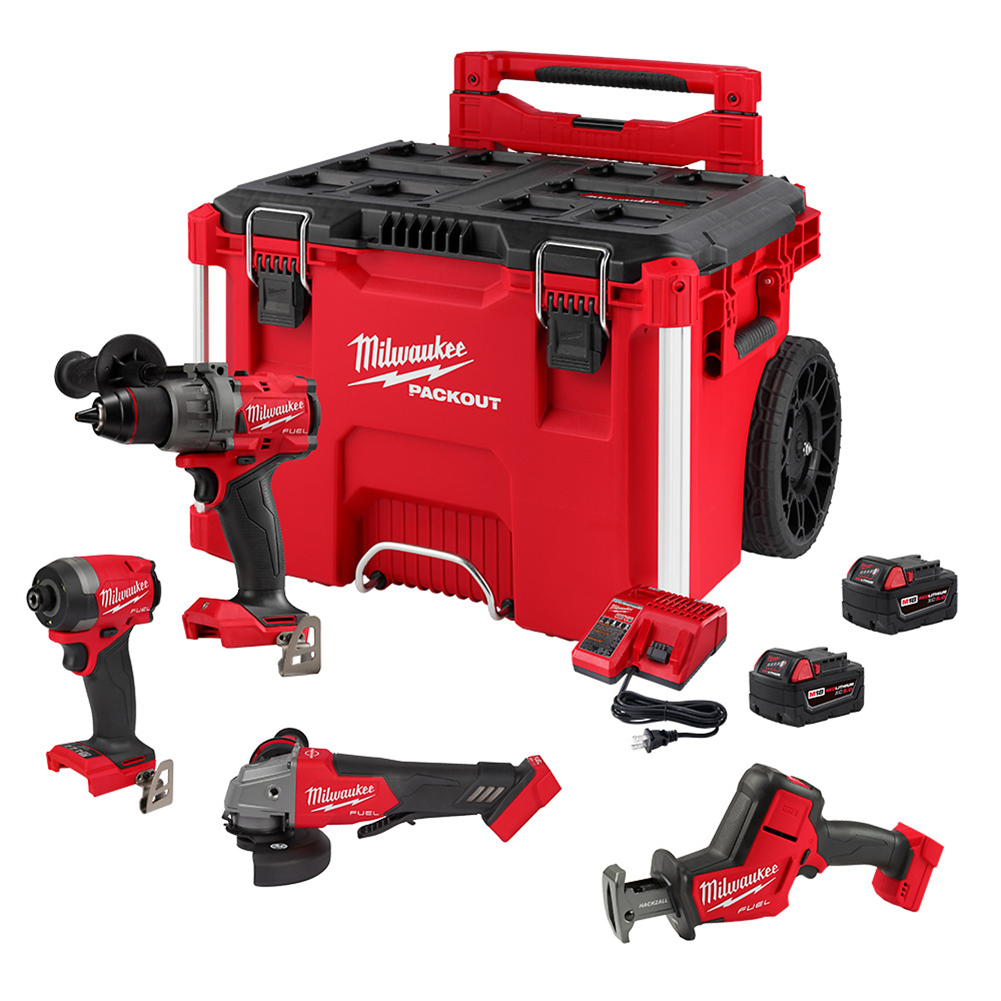 Milwaukee M18 FUEL 4-Tool Combo Kit with Hammer Drill, Impact Driver ...
