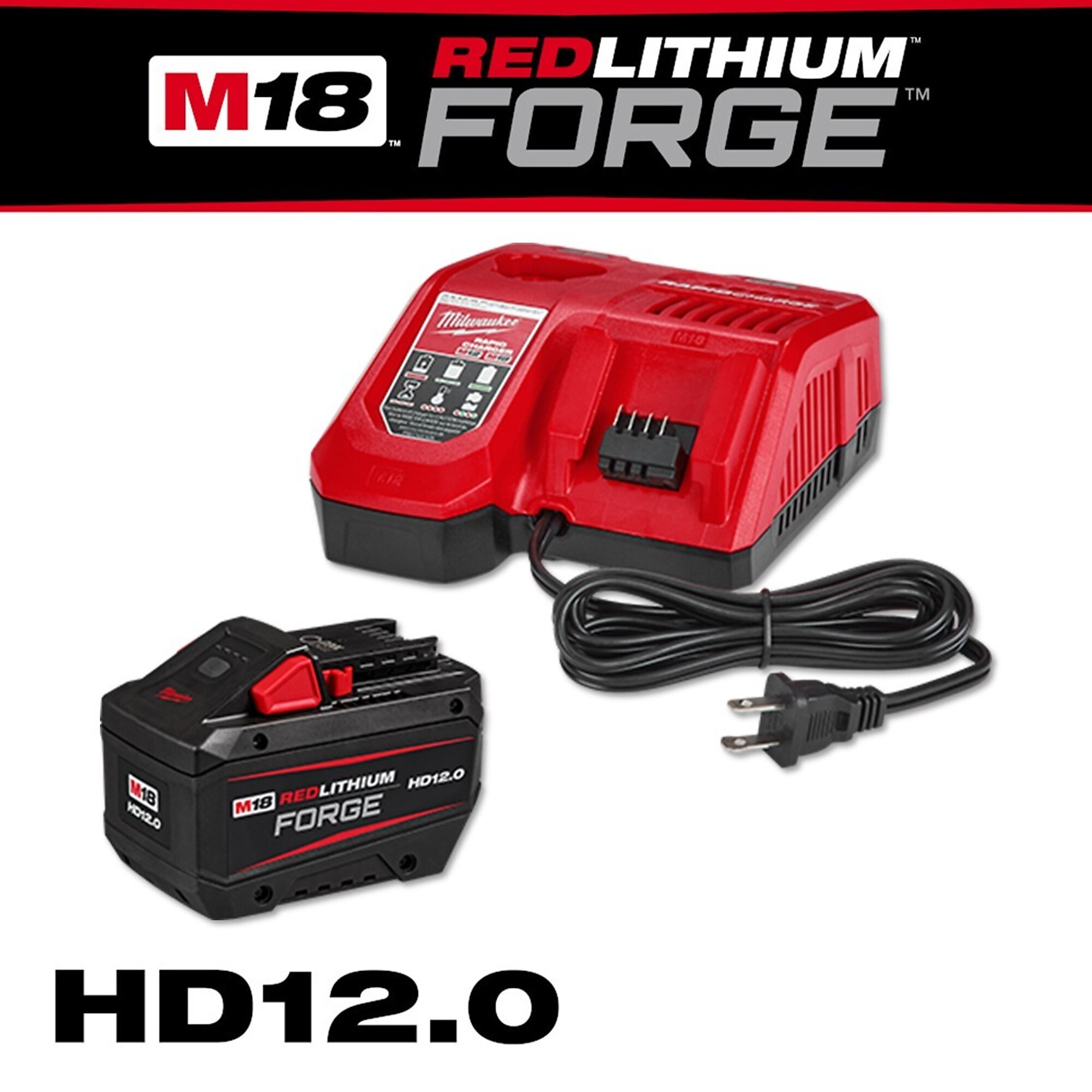 Milwaukee M18 REDLITHIUM FORGE HD12.0 Gift Box with Charger, Model# 48 ...