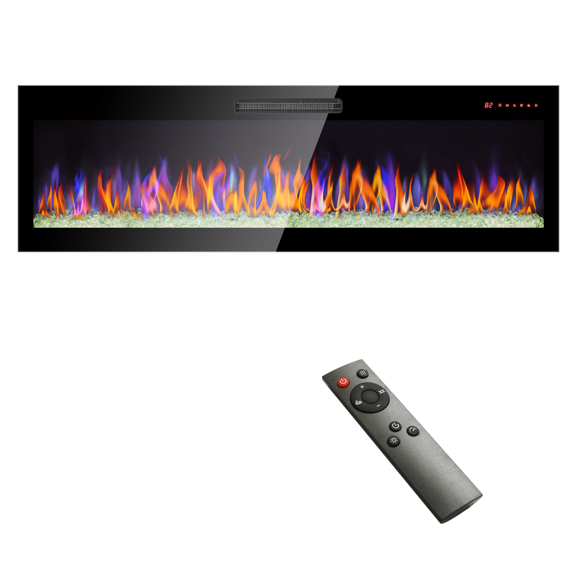 60 in. Freestanding and Wall Mounted Electric Fireplace, Remote Control ...