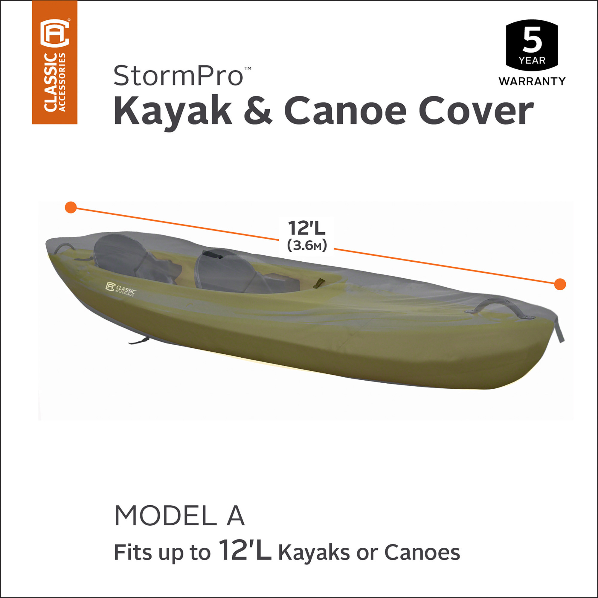Classic Accessories StormPro Heavy-Duty Kayak & Canoe Cover, Charcoal ...