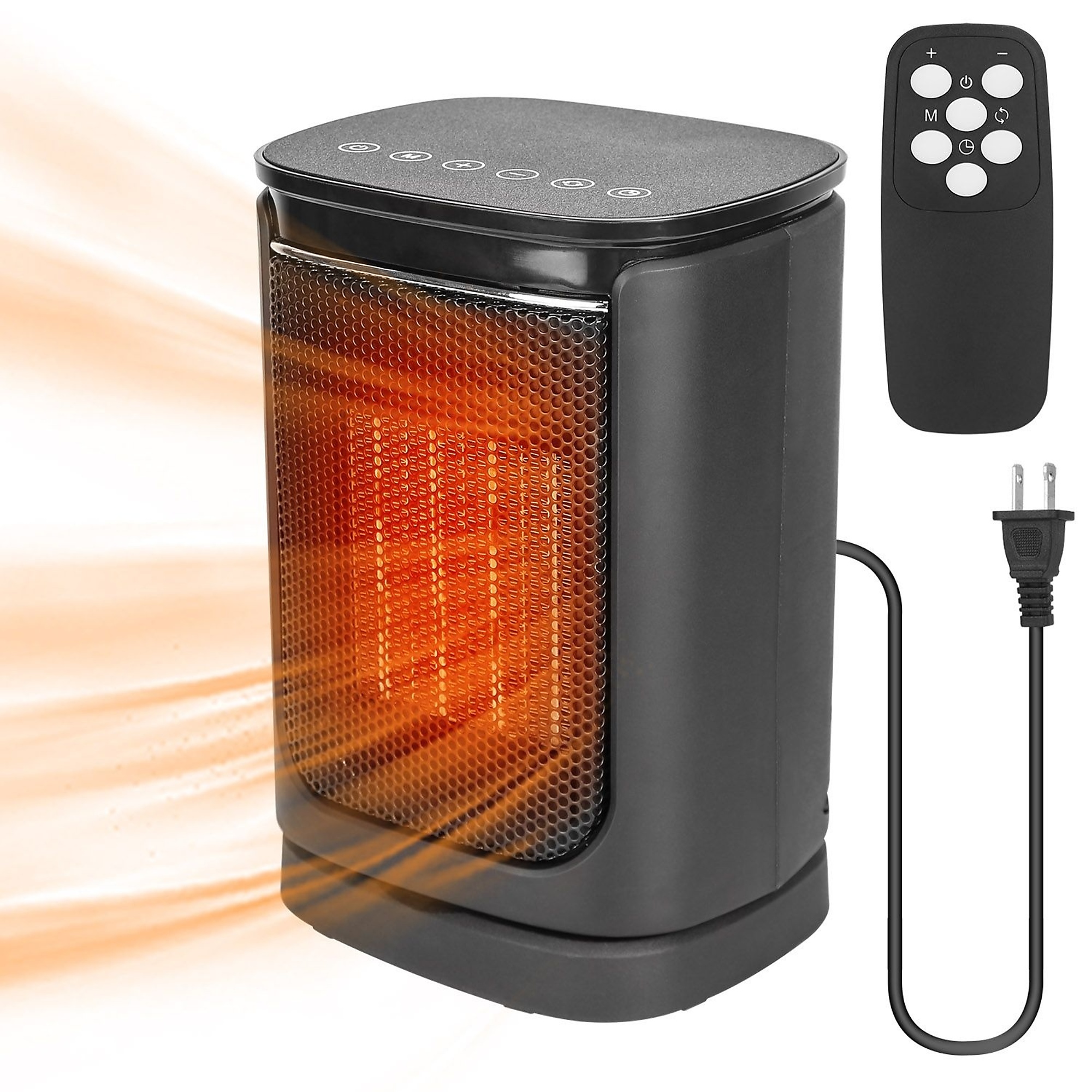 1500W Electric Ceramic Heater 90ºOscillating Fan 3 Modes Remote Control ...