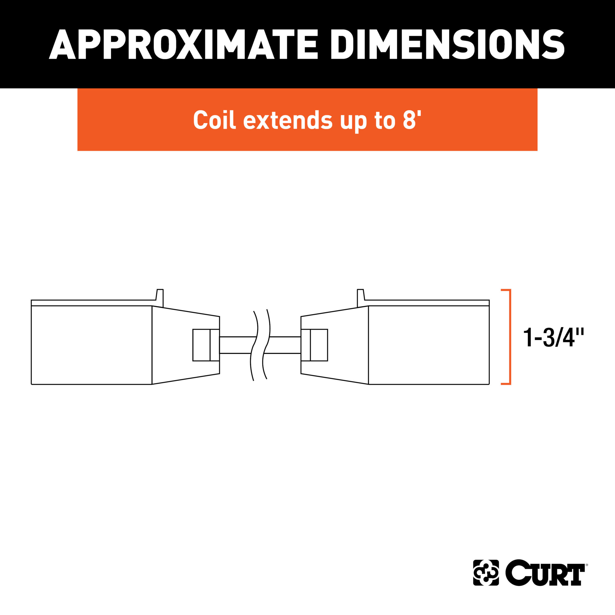 CURT 57284 8-Foot Flat Towing 7-Way RV Blade Wiring Extension Harness ...