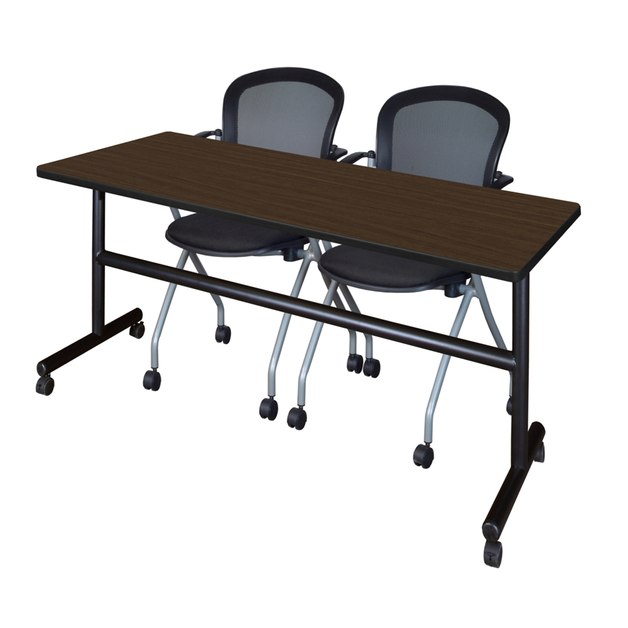 Regency Kobe 72 x 30 in. Flip-Top Training Nesting Table- Neo Walnut, 2 ...