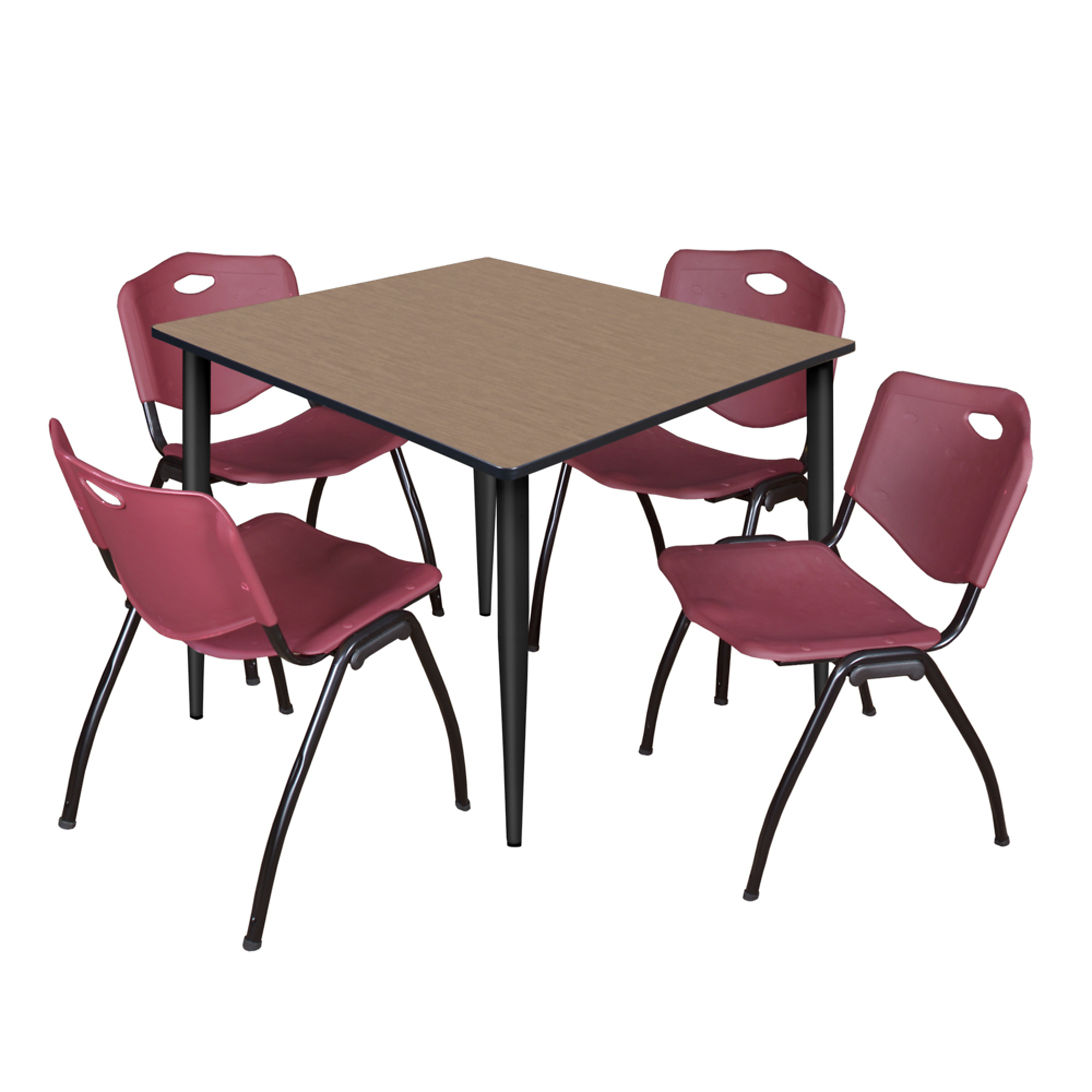 Regency Kahlo 48 in. Square Breakroom Table- Noble Oak Top, Black Base ...
