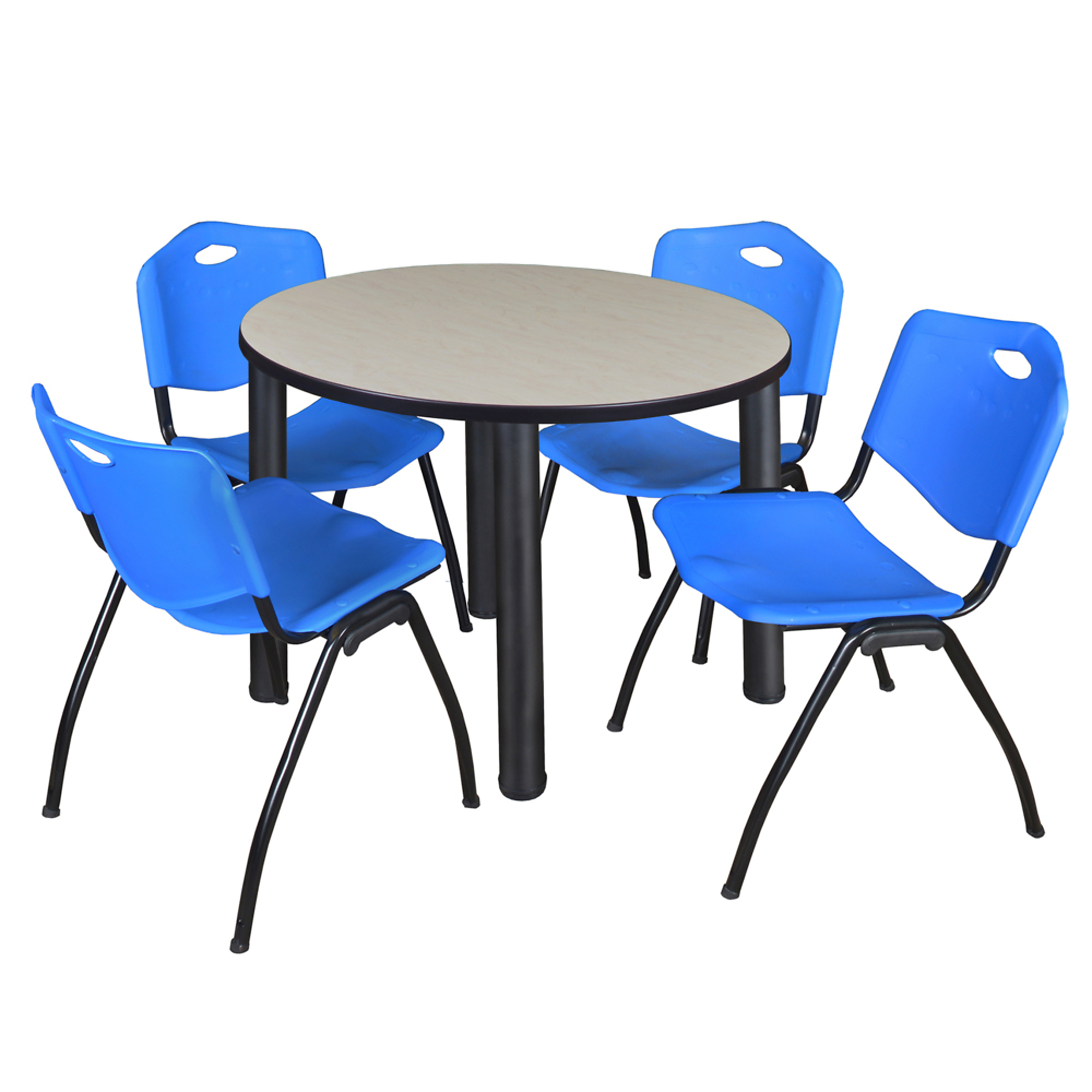 Regency Kee 36 in Round Breakroom Table- Maple Top, Black Legs, 4 M ...