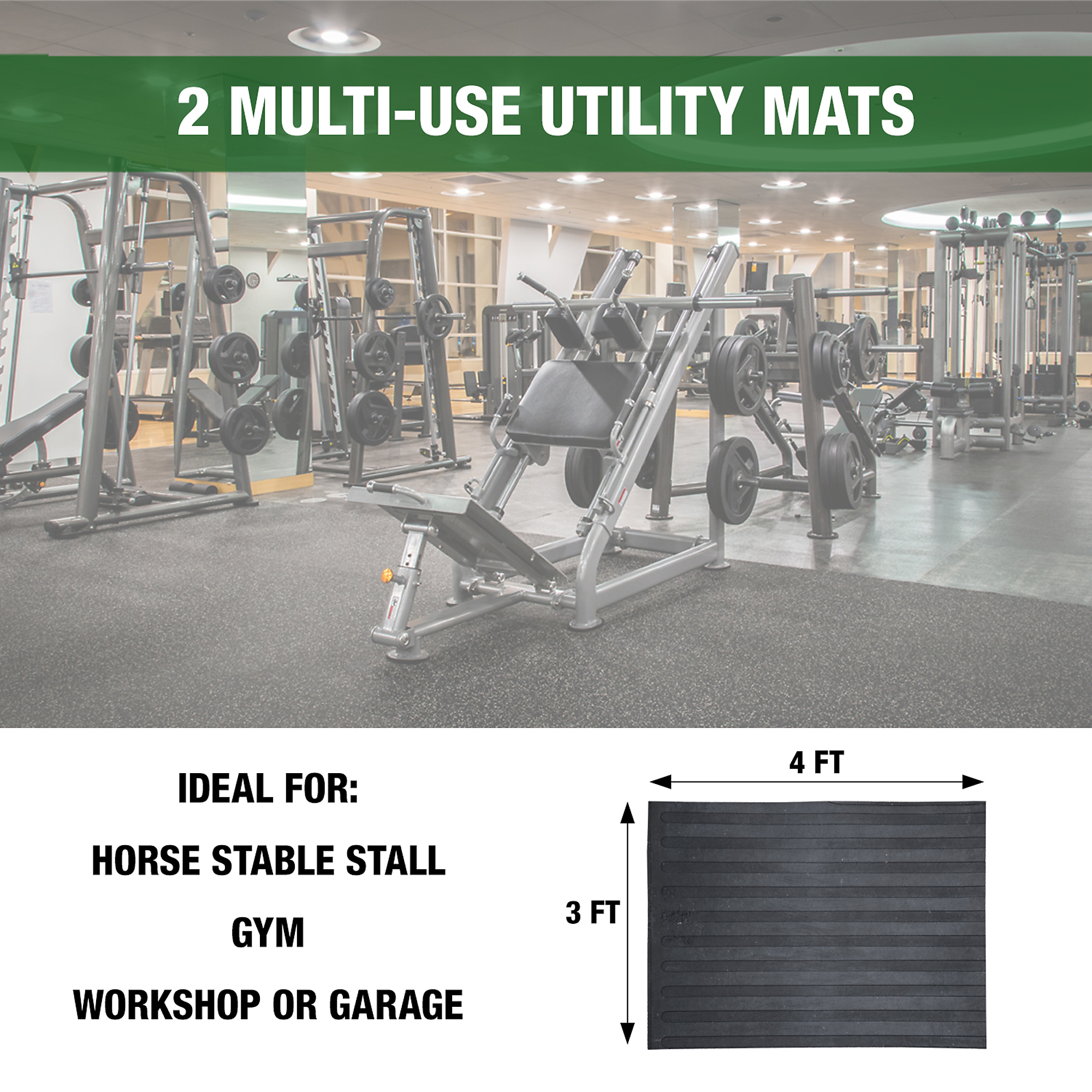 Boomerang Rubber, 3'x 4' Utility Horse Stable Stall, Gym, Garage ...