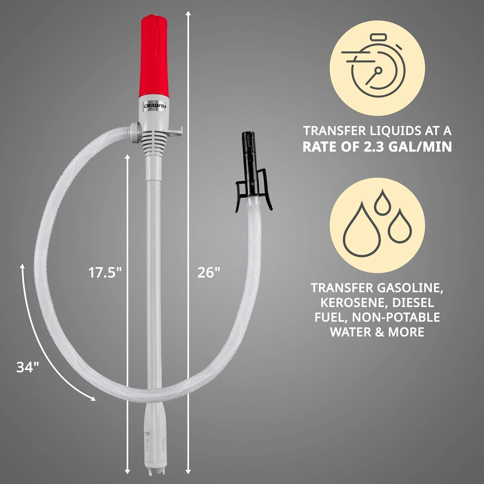 Deway Automatic Fuel Transfer Pump W/Auto-Stop, 3X More Powerful, D ...
