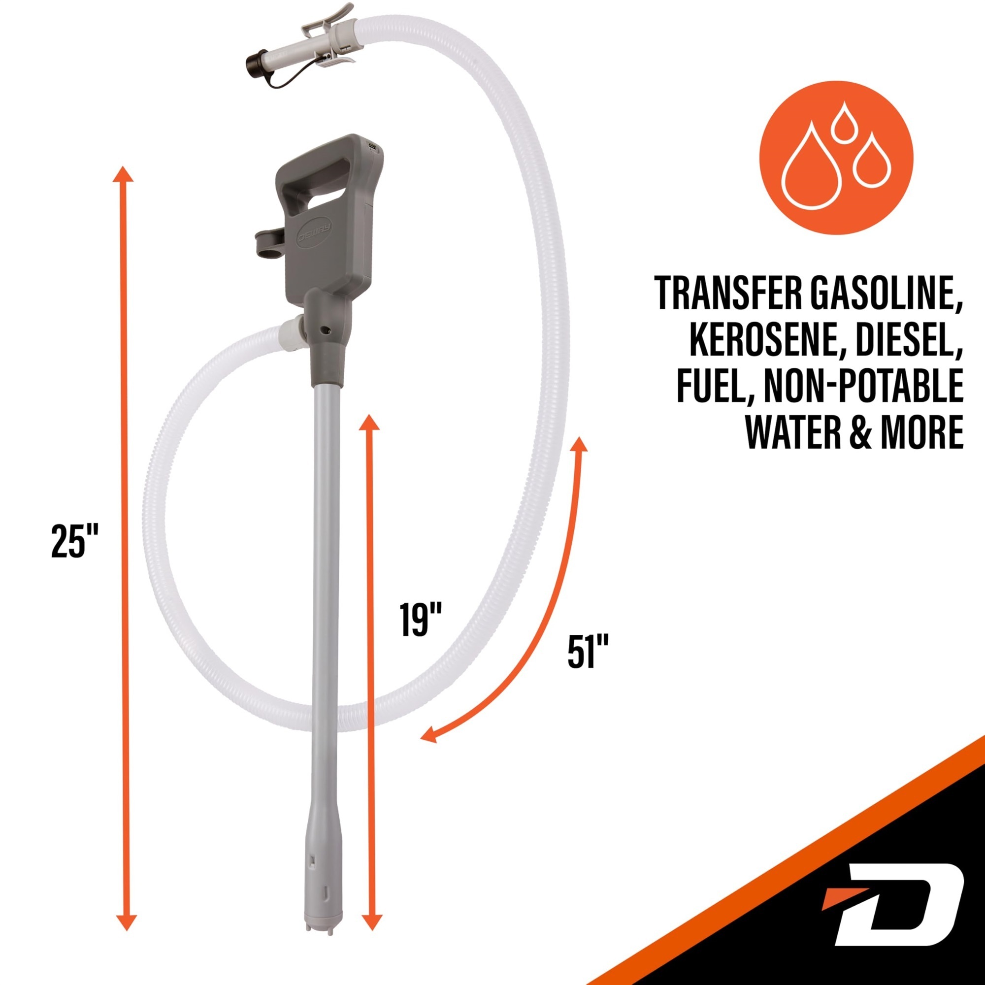 Deway Automatic Fuel Transfer Pump w/Auto-Stop & Beep, 3.8GPM, 51 ...