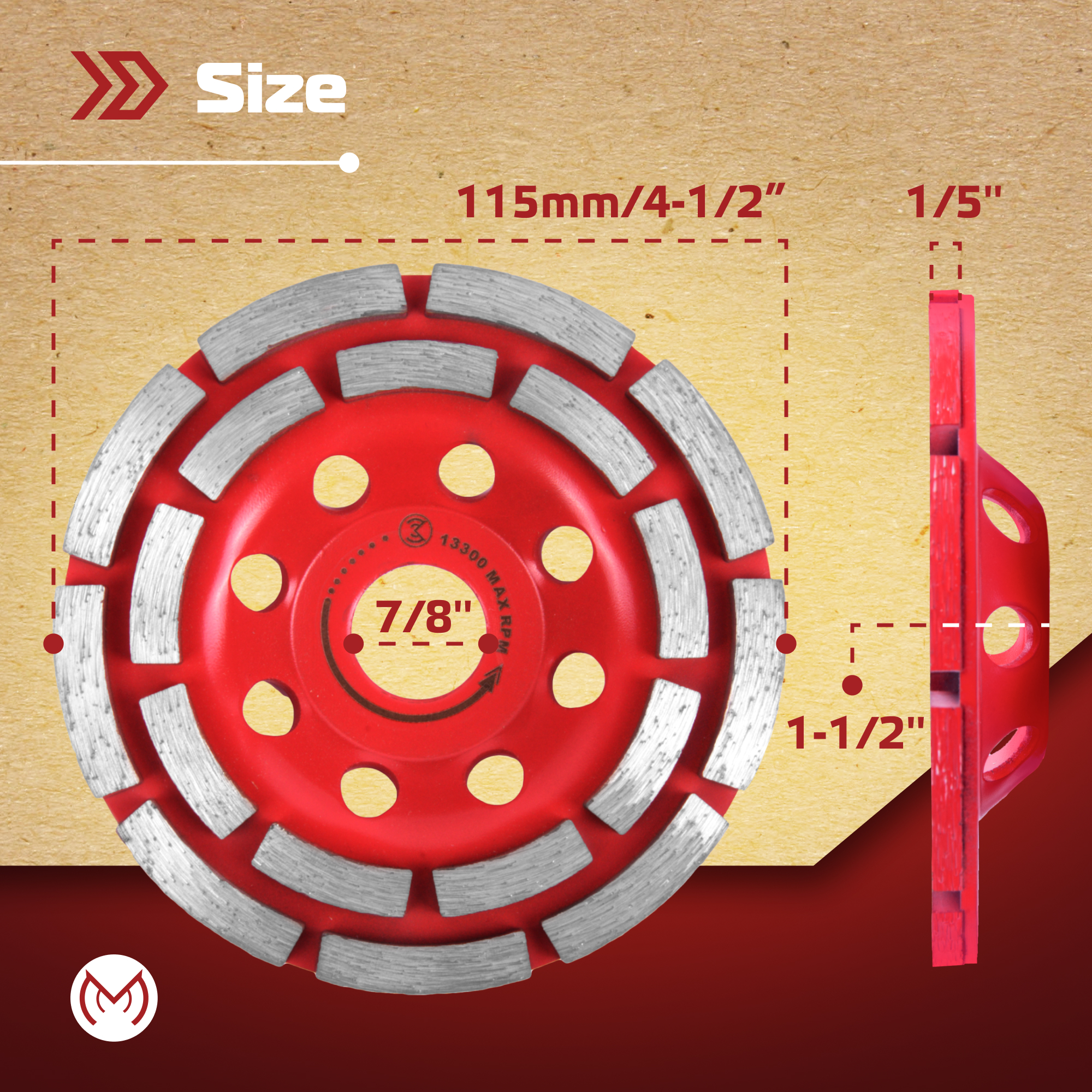 MonoPro Diamond Grinding Wheel 4.5 inch for Concrete, Cement, Masonry ...