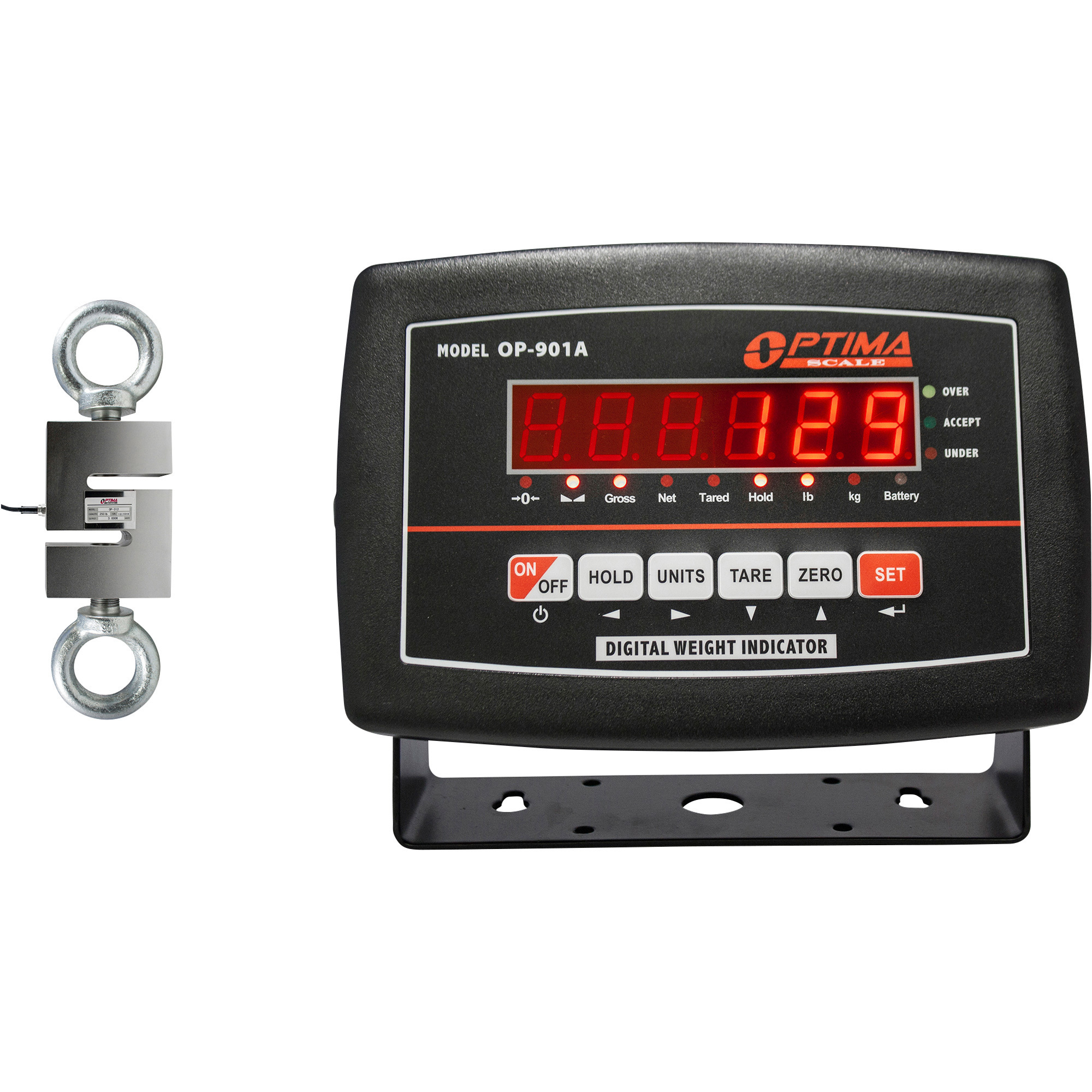 Optima Scale Tension/Compression Crane Scale, 250-Lb. Capacity, 0.02-Lb ...