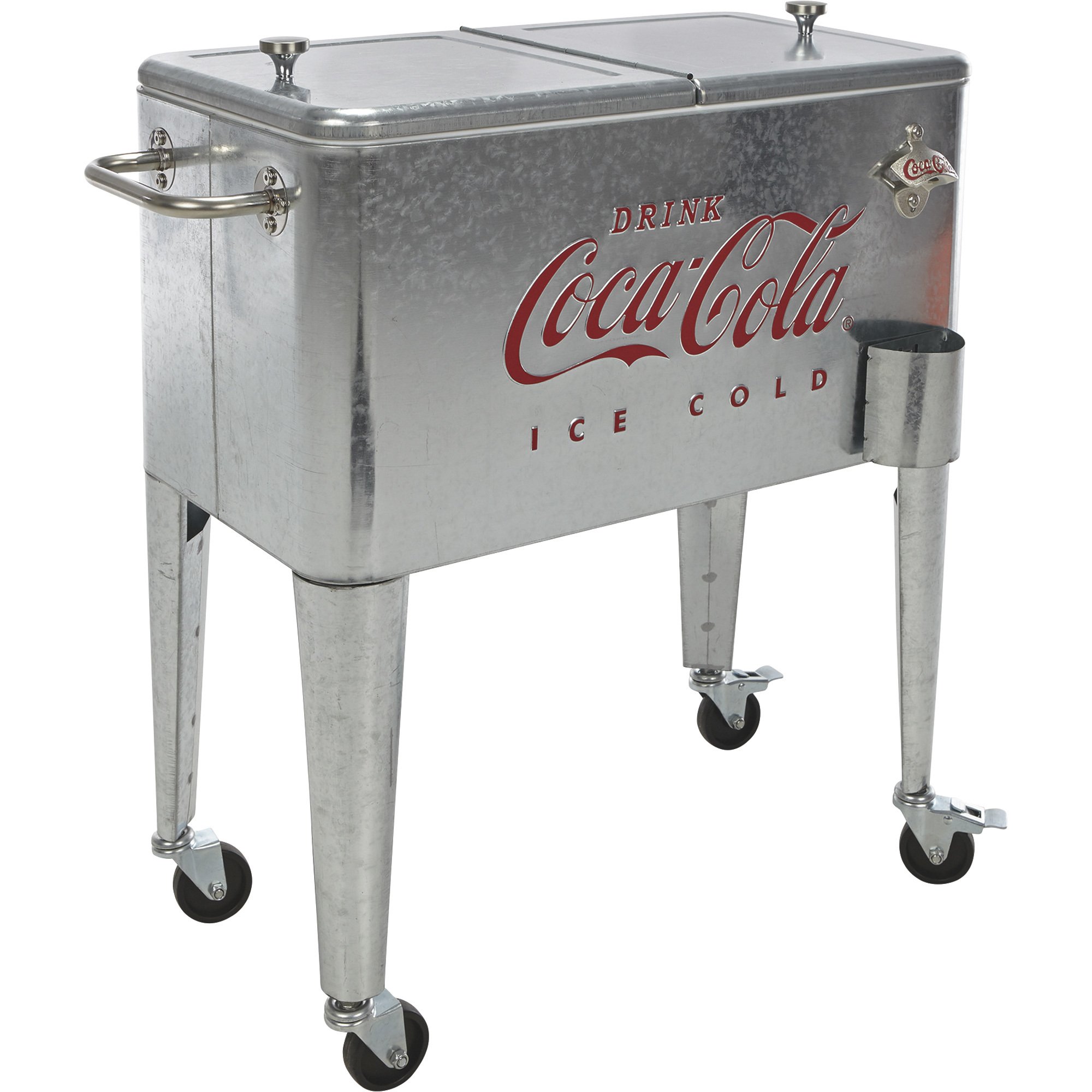 Country Cooler 60-Quart Rolling Retro Galvanized Coca-Cola Cooler ...