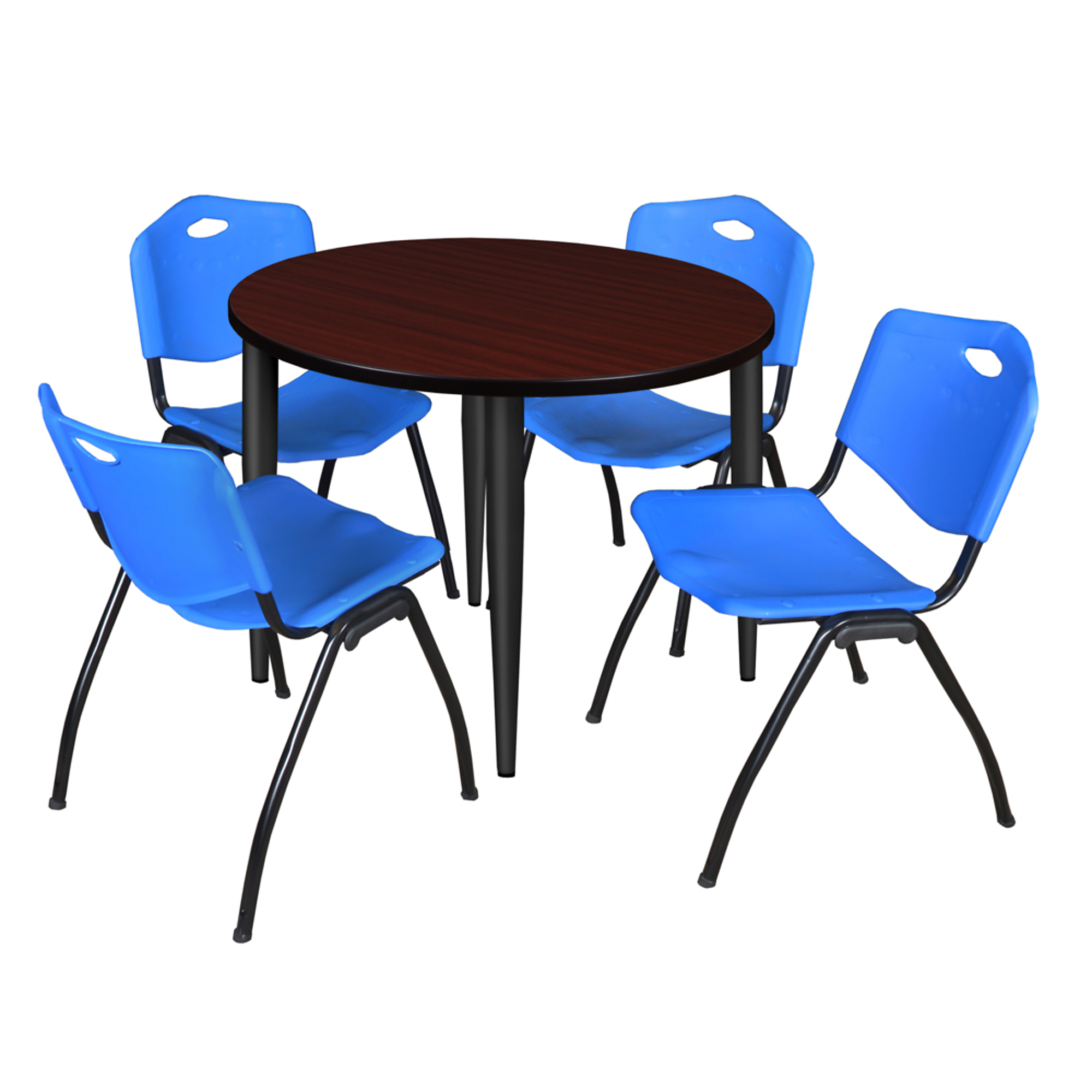 Regency Kahlo Round Breakroom Table Set — 36in. Mahogany Top, Black ...